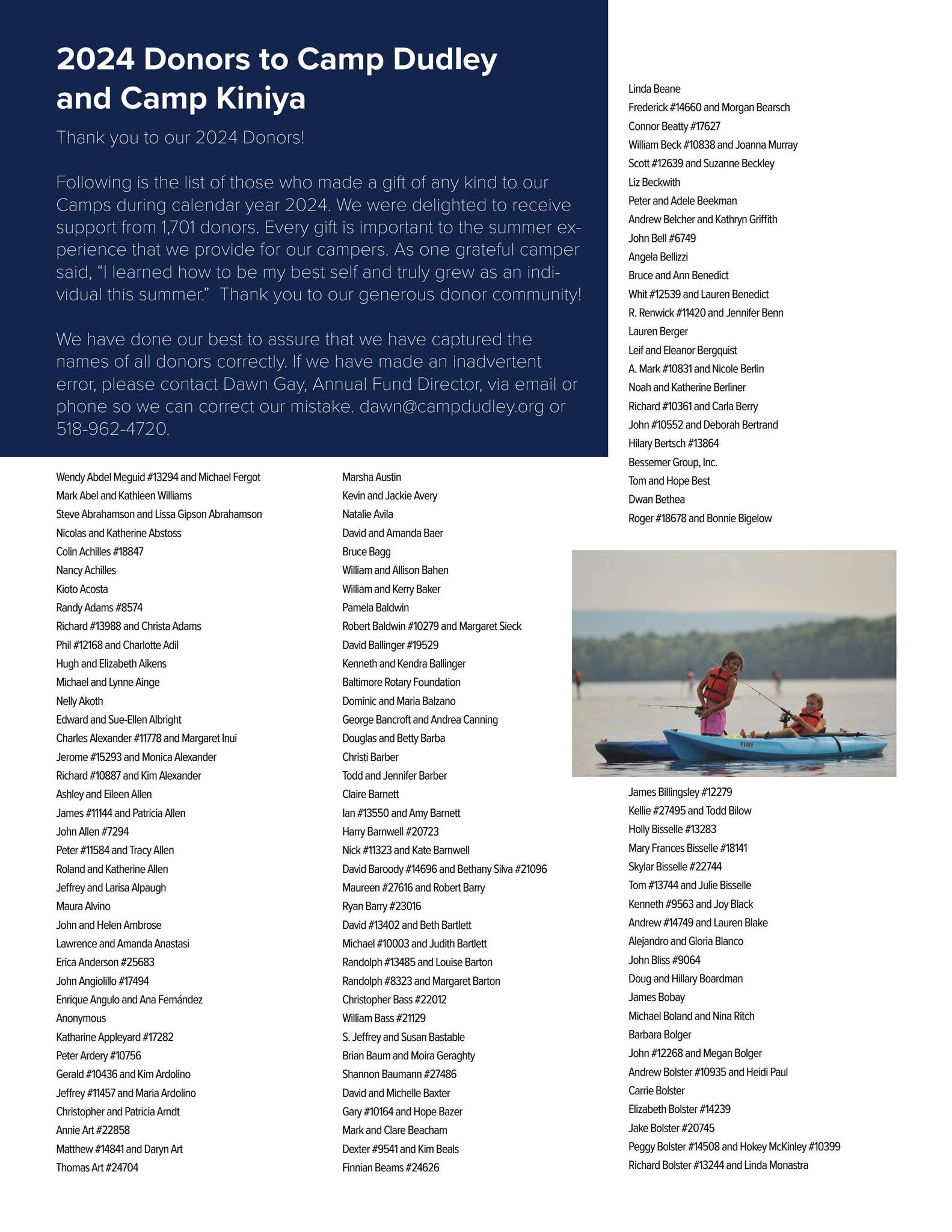 2024 Official Camp Dudley and Kiniya Donors 01 by Camp Dudley - Issuu