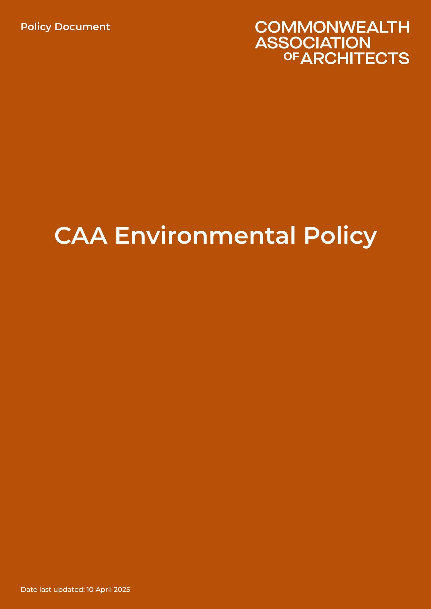 CAA Environmental Policy by Commonwealth Association of Architects - Issuu