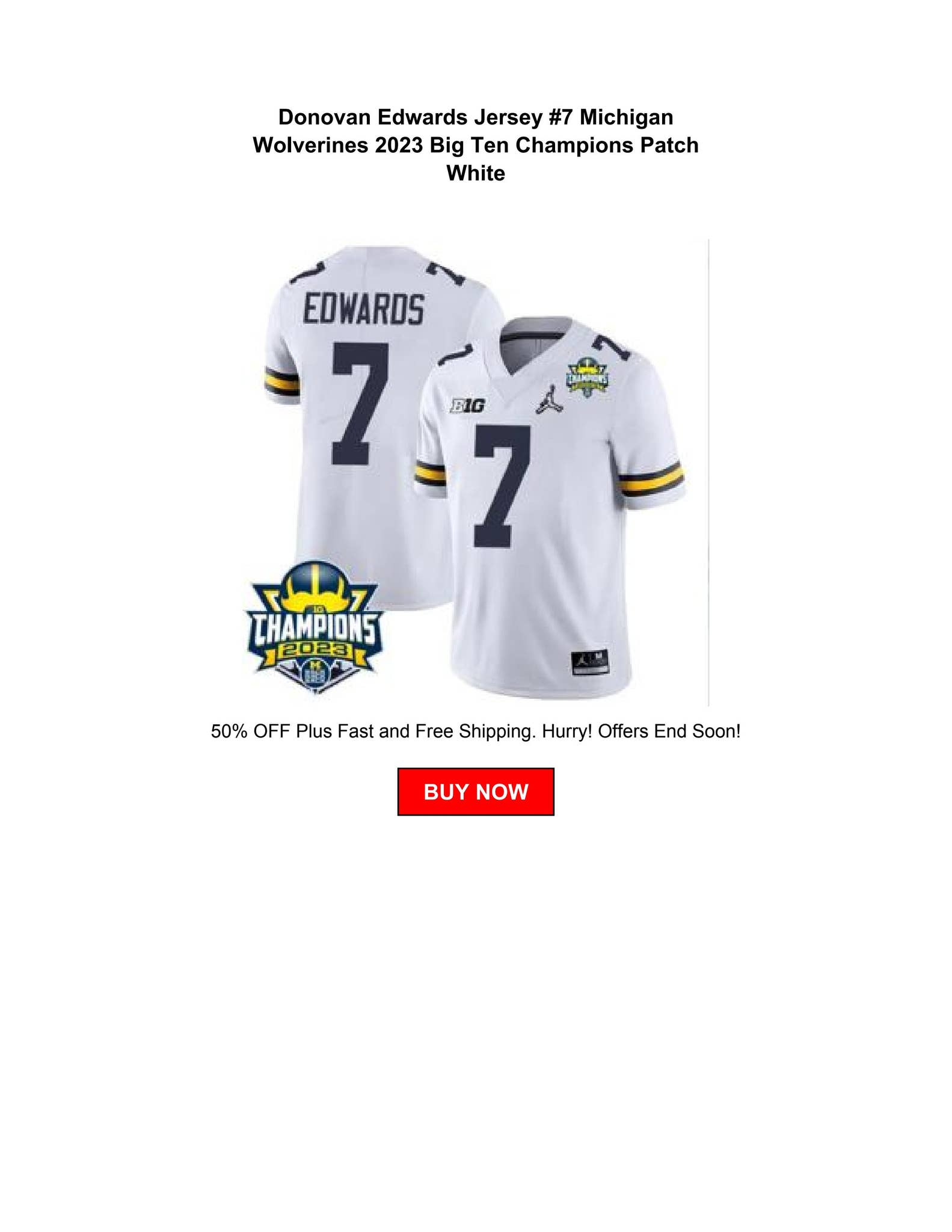 Donovan Edwards Jersey #7 Michigan Wolverines 2023 Big Ten Champions ...