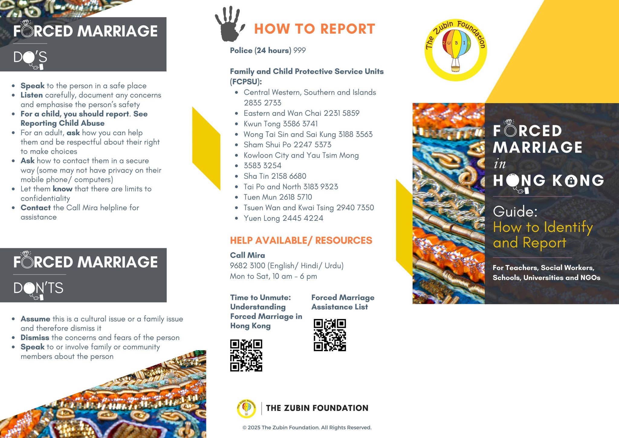 Forced Marriage - Guide: Identify and Report (Trifold) by The Zubin ...