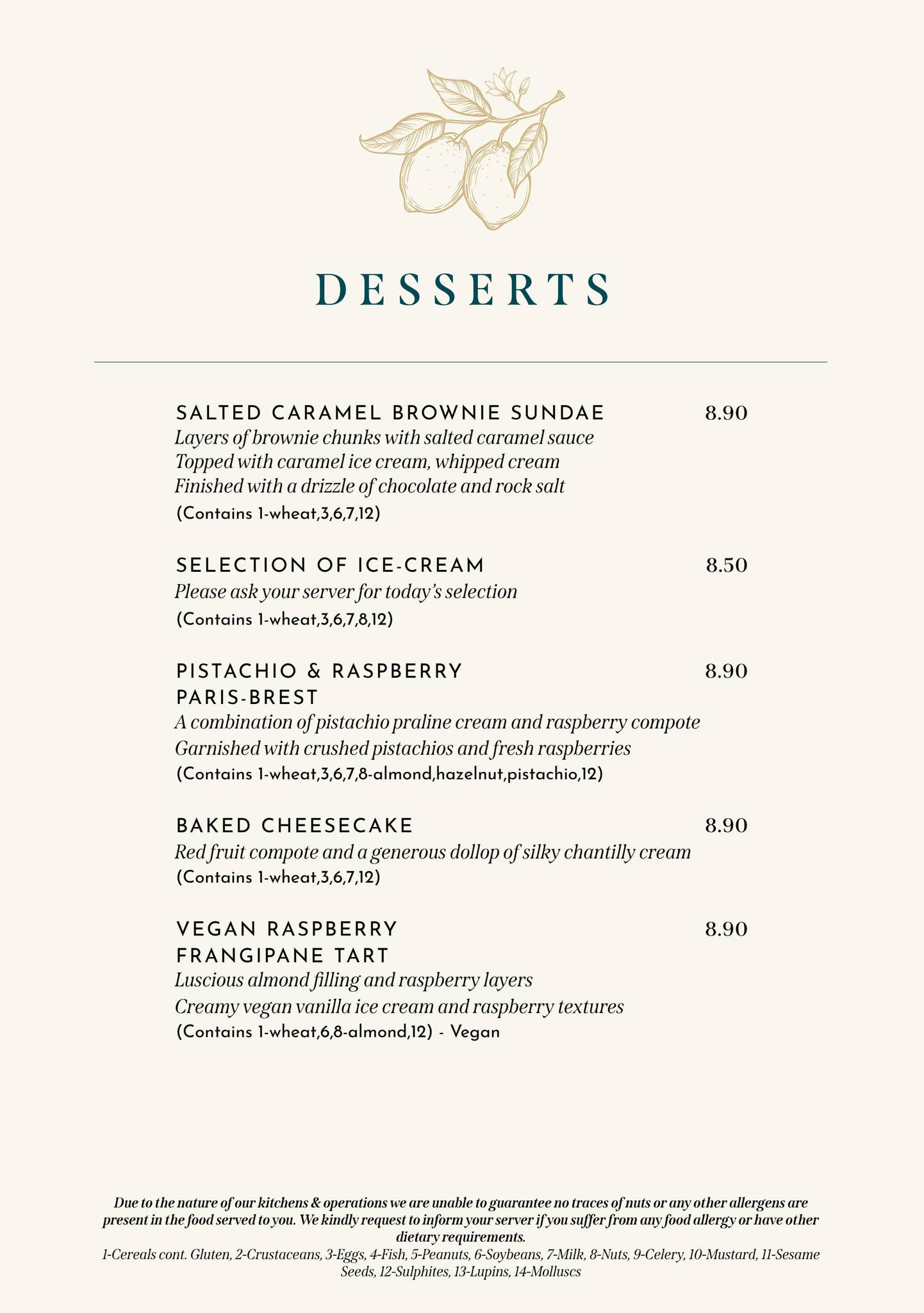 Radisson Blu Hotel & Spa, Sligo Dessert Menu Brasserie by iNUA ...