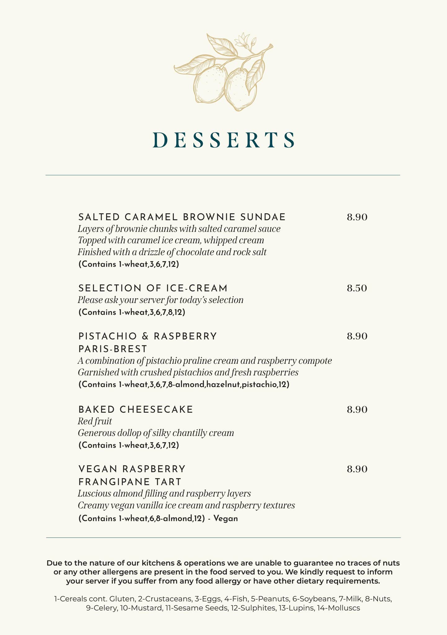 Radisson Blu Hotel & Spa, Limerick Dessert Menu Brasserie by iNUA ...