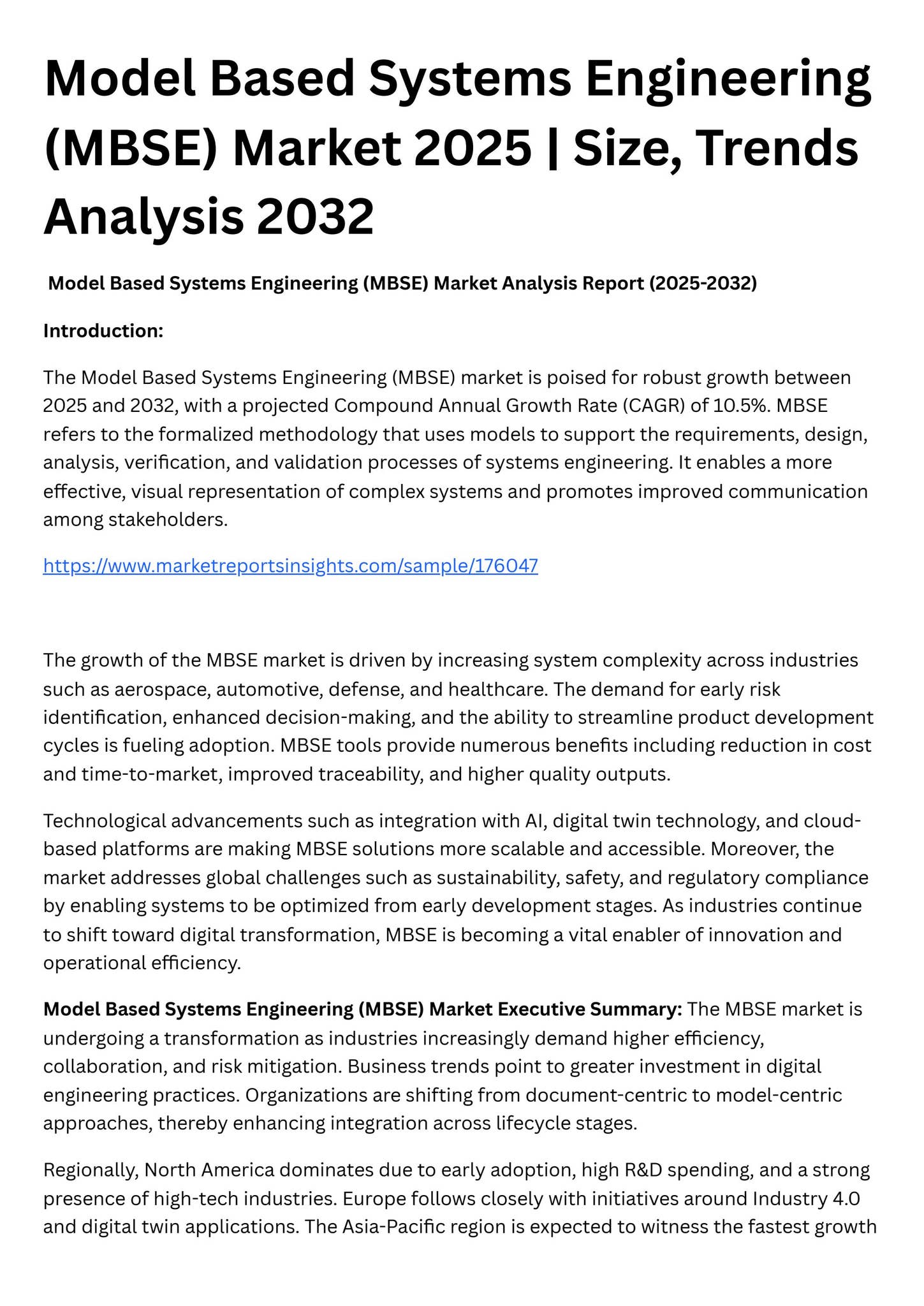 Model Based Systems Engineering (MBSE) Market 2025 Size, Trends Analysis 2032 by ...