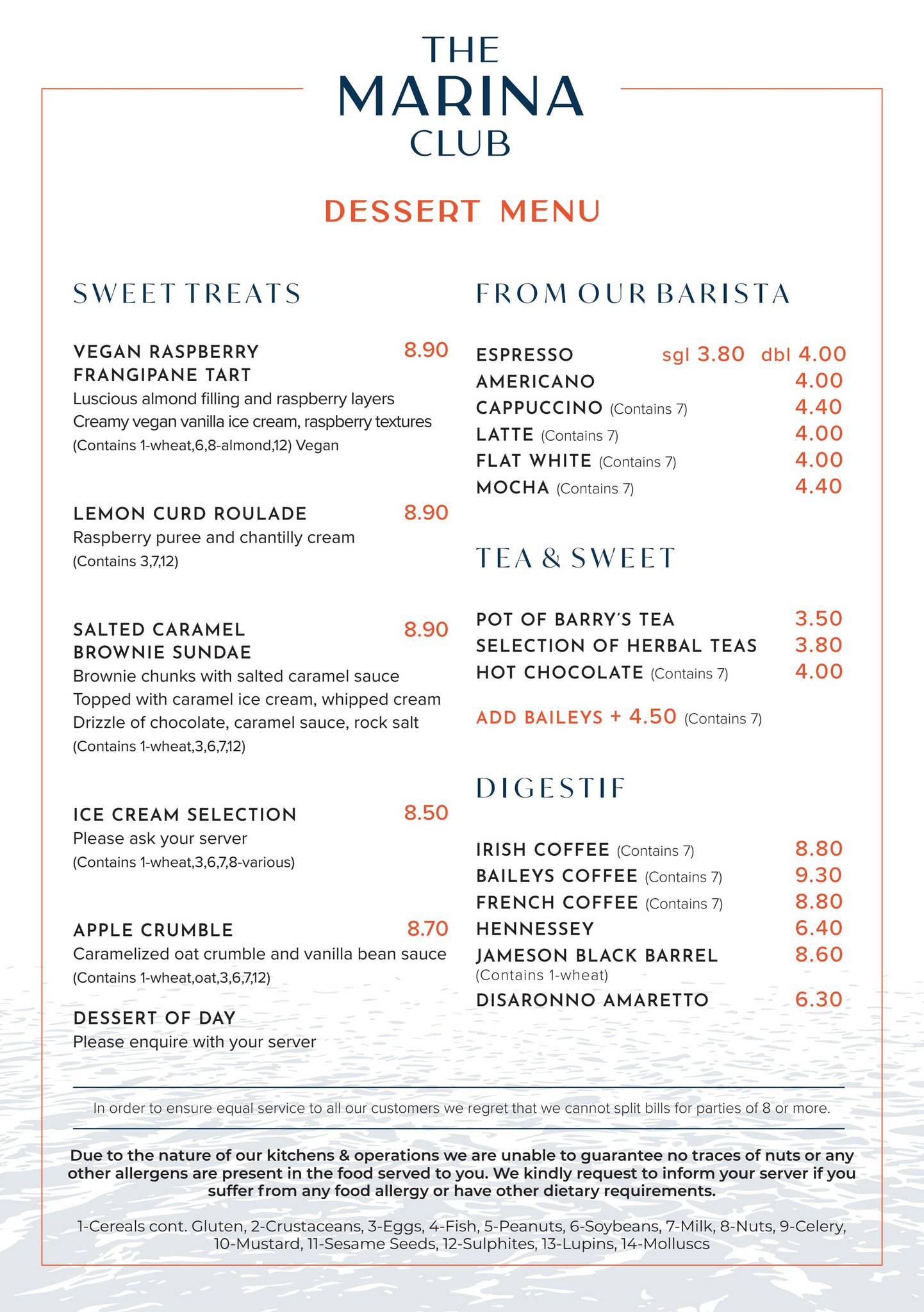 Radisson Blu Hotel Athlone Dessert Menu Marina Club by iNUA Hospitality ...