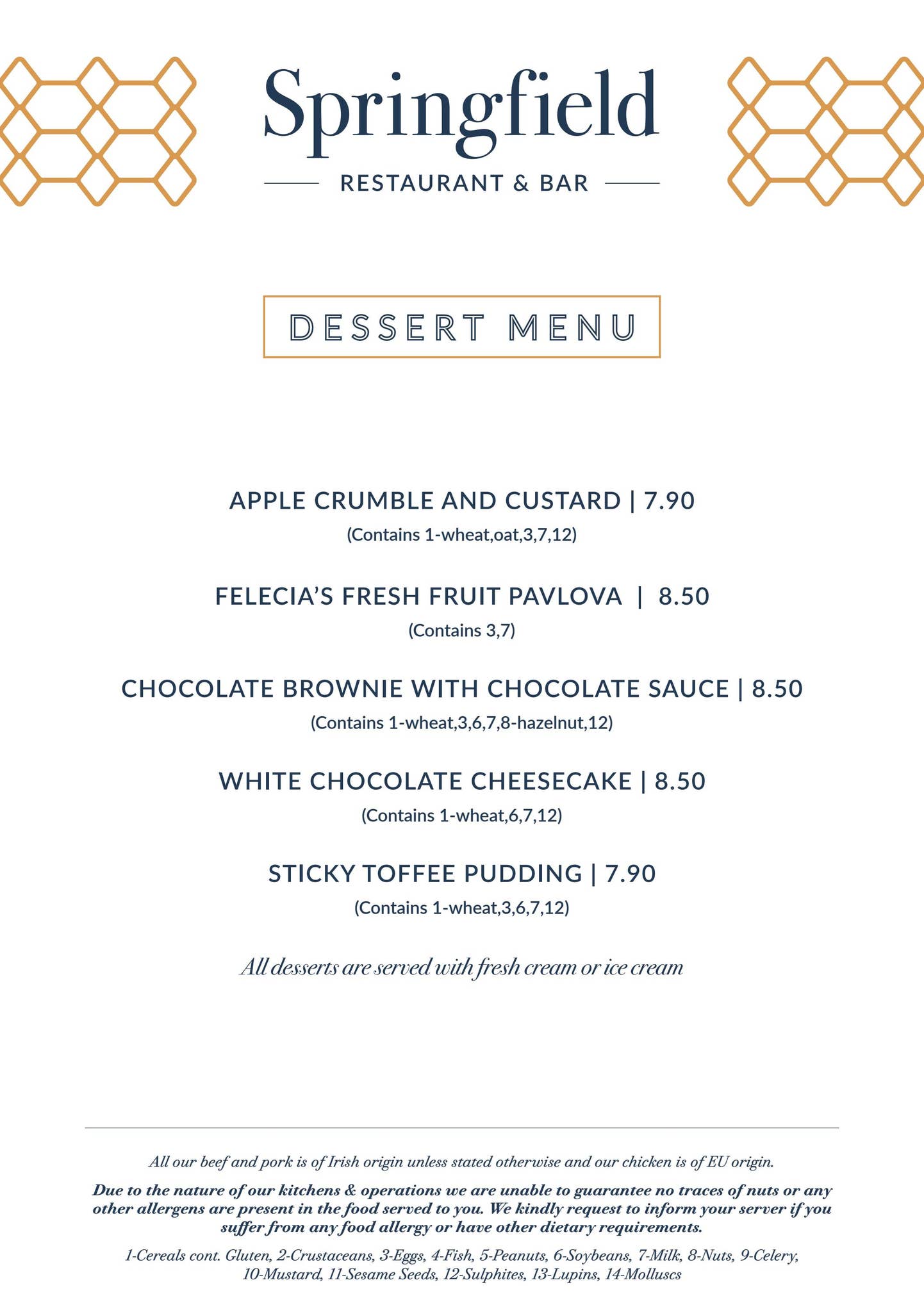 Springfield Hotel Dessert Menu by iNUA Hospitality - Issuu