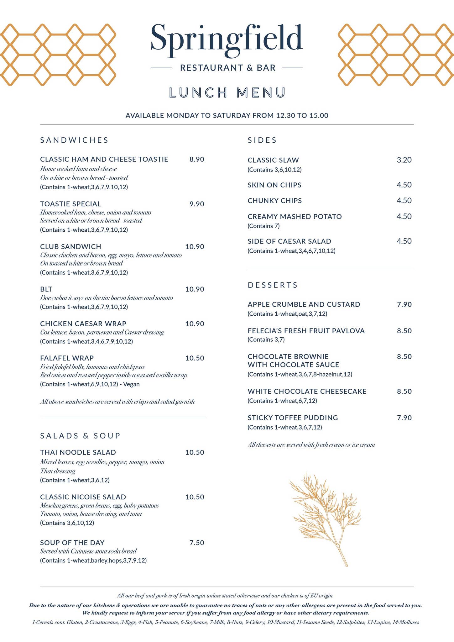 Springfield Hotel Lunch Menu by iNUA Hospitality - Issuu