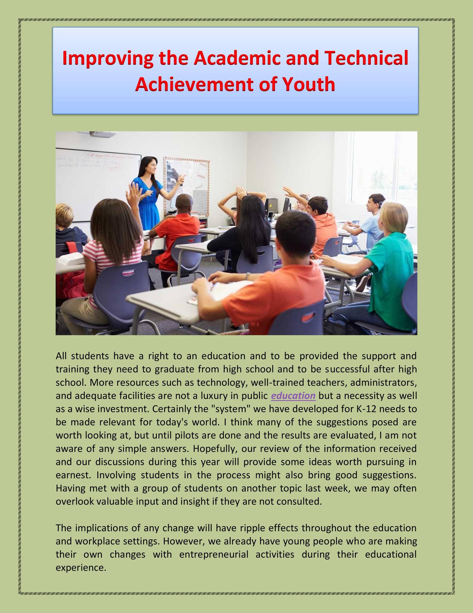 Improving the Academic and Technical Achievement of Youth by Jeff ...
