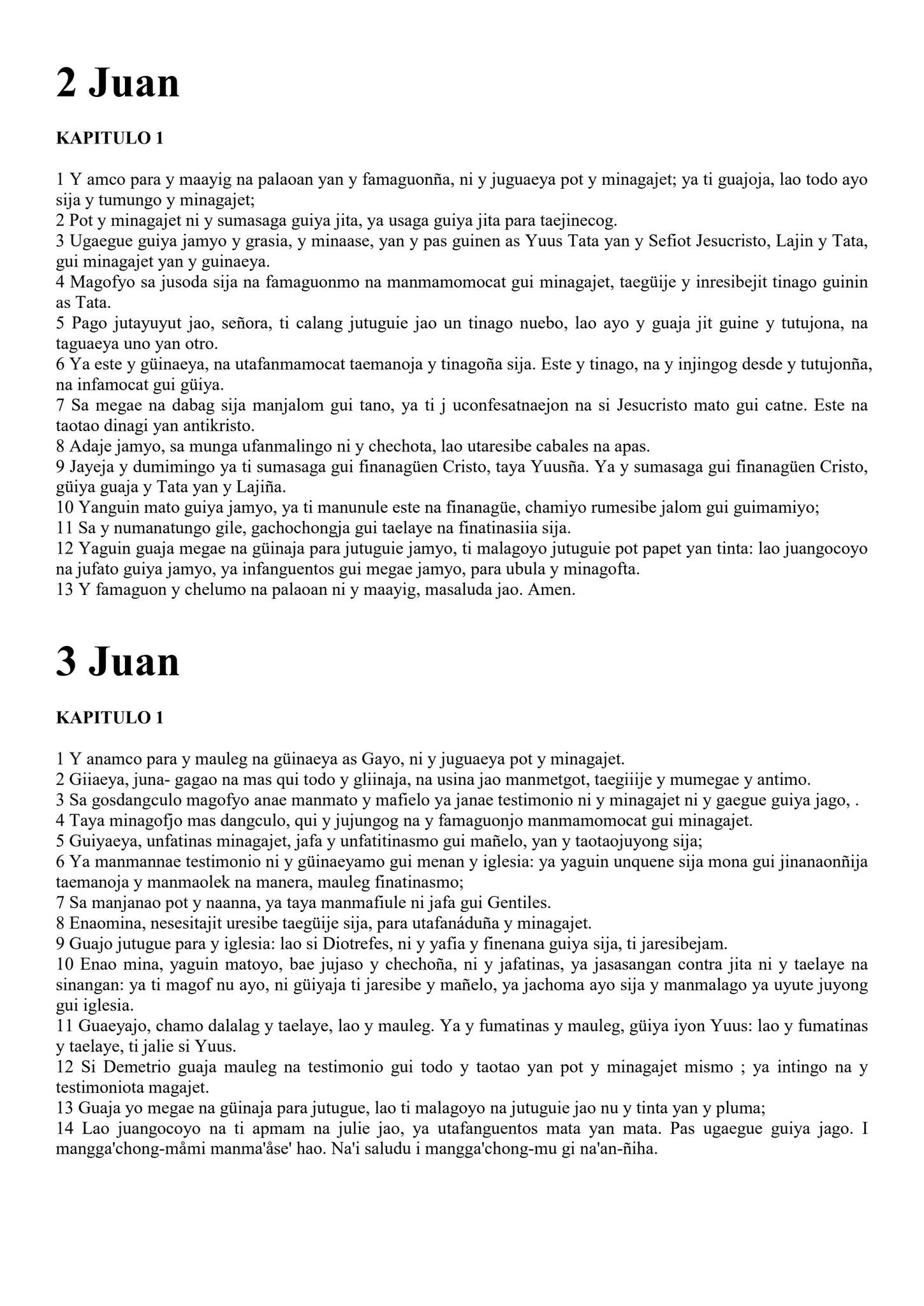 Chamorro - 2nd and 3rd John by Filipino Tracts and Literature Society Inc. - Issuu