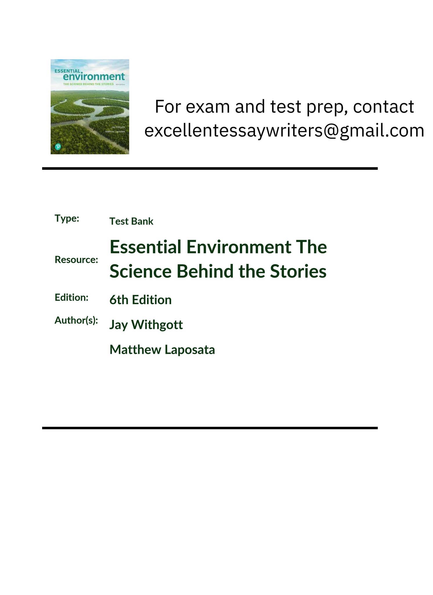 Essential Environment The Science Behind the Stories, 6th edition , Jay ...