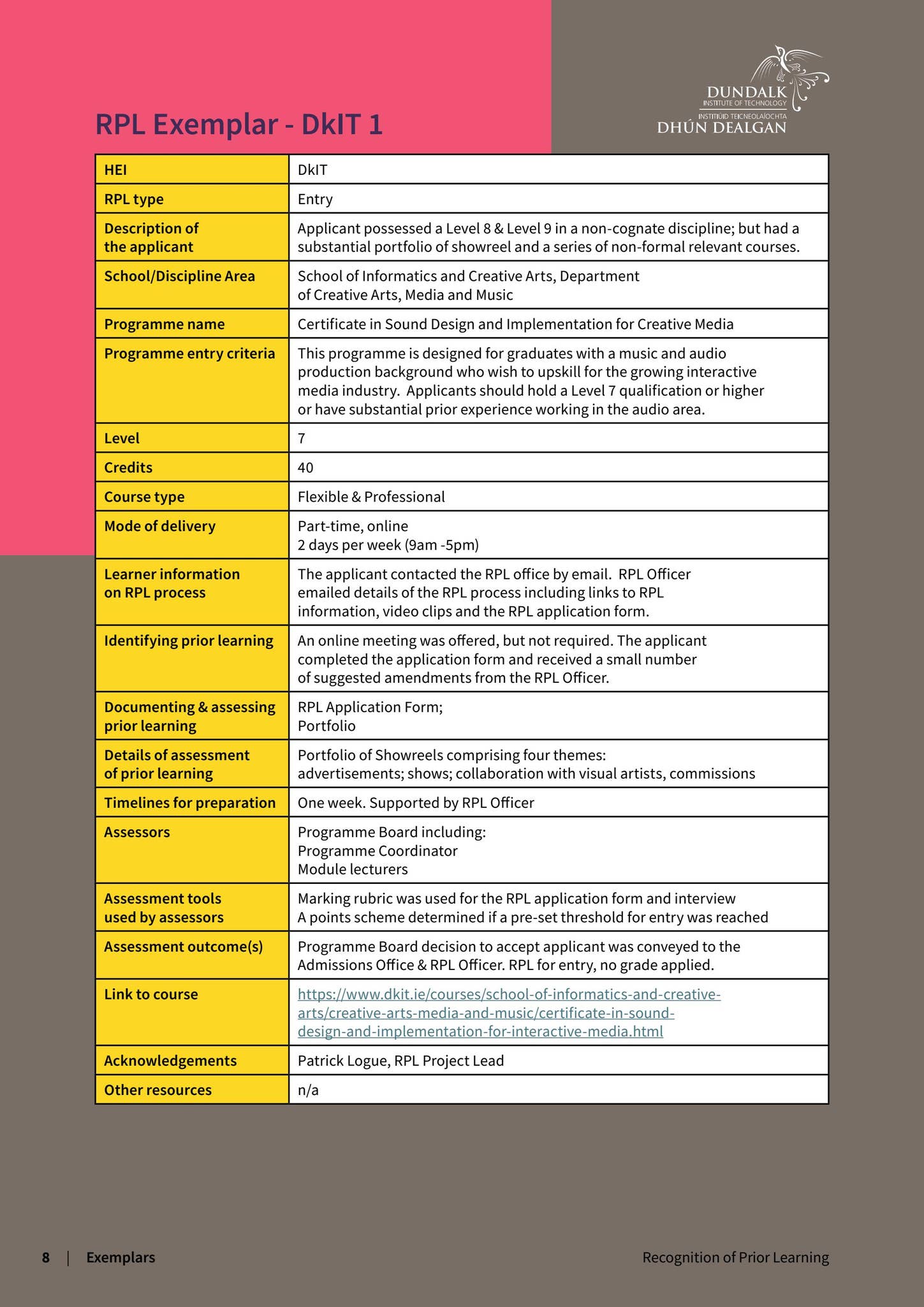 DkIT Exemplar by priorlearning.irl - Issuu