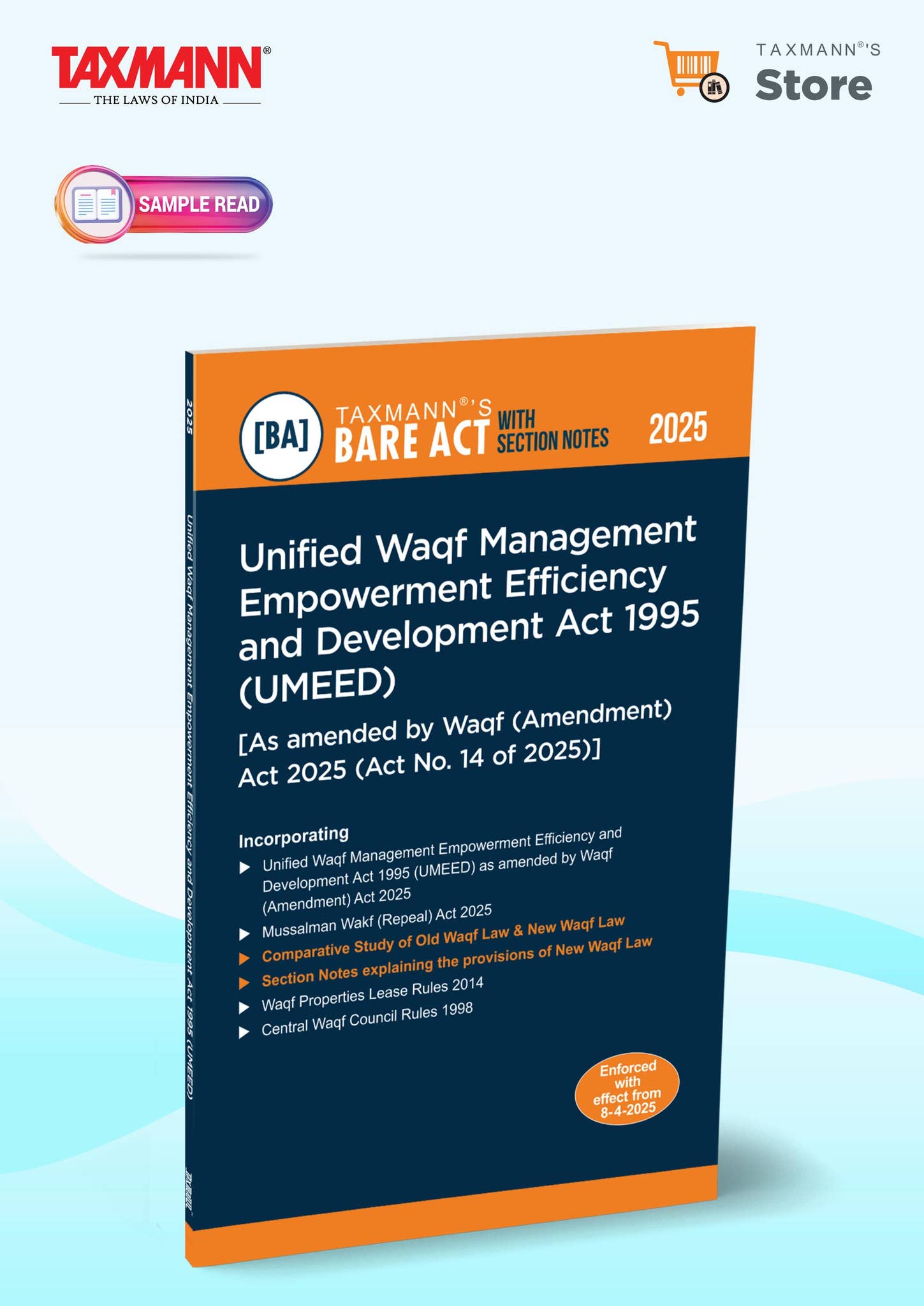 Taxmann's Unified Waqf Management Empowerment Efficiency and Development Act 1995 (UMEED) with ...