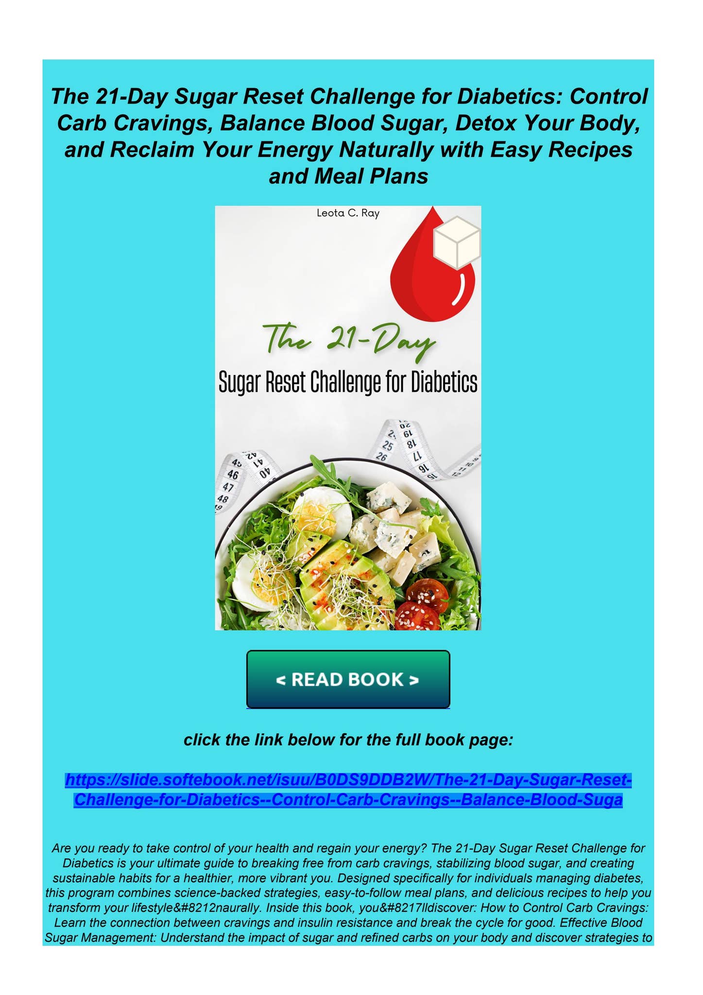 Ebook PDF The 21-Day Sugar Reset Challenge for Diabetics: Control Carb ...