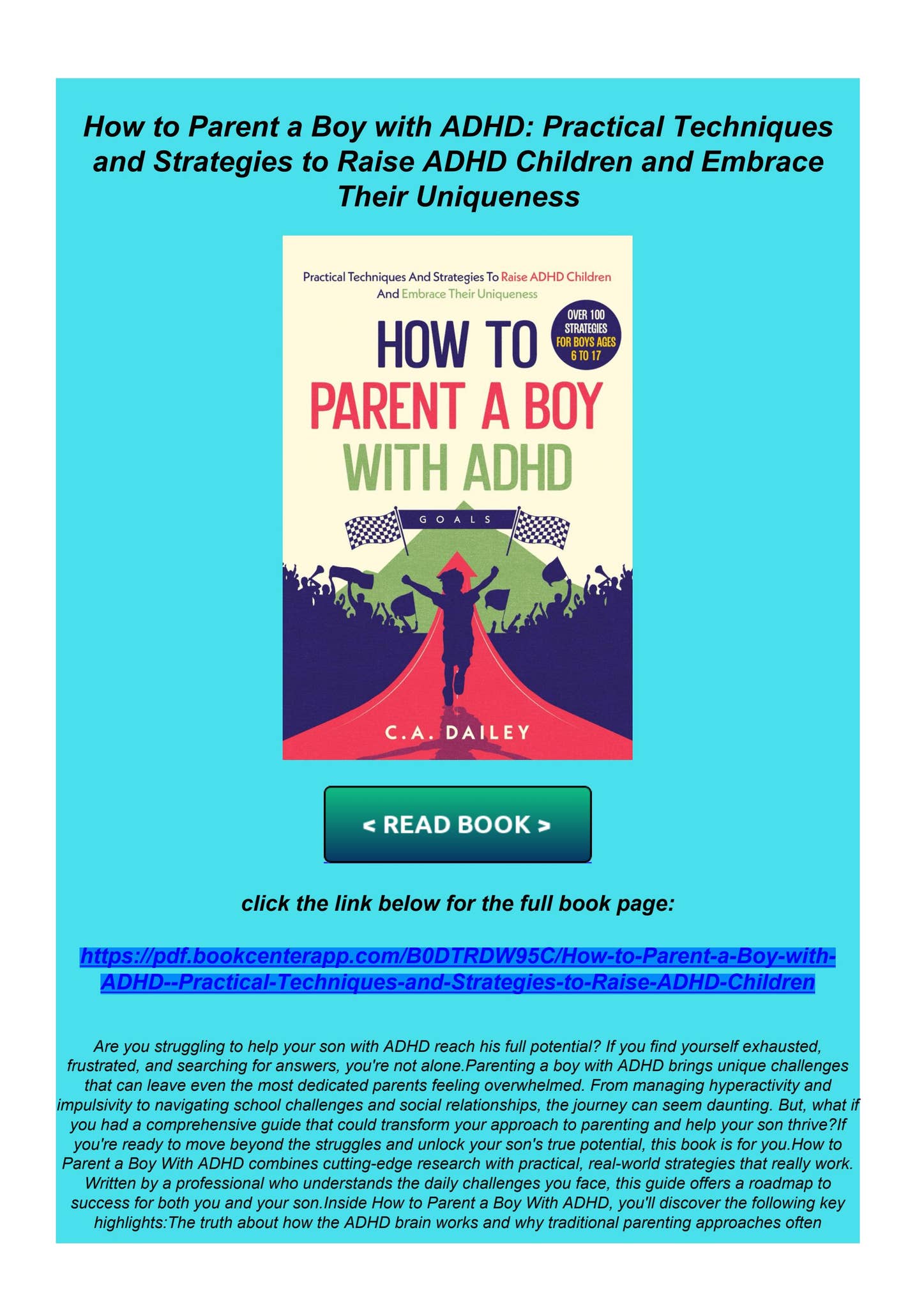 GEt PDF How to Parent a Boy with ADHD: Practical Techniques and Strategies to Raise ADHD ...