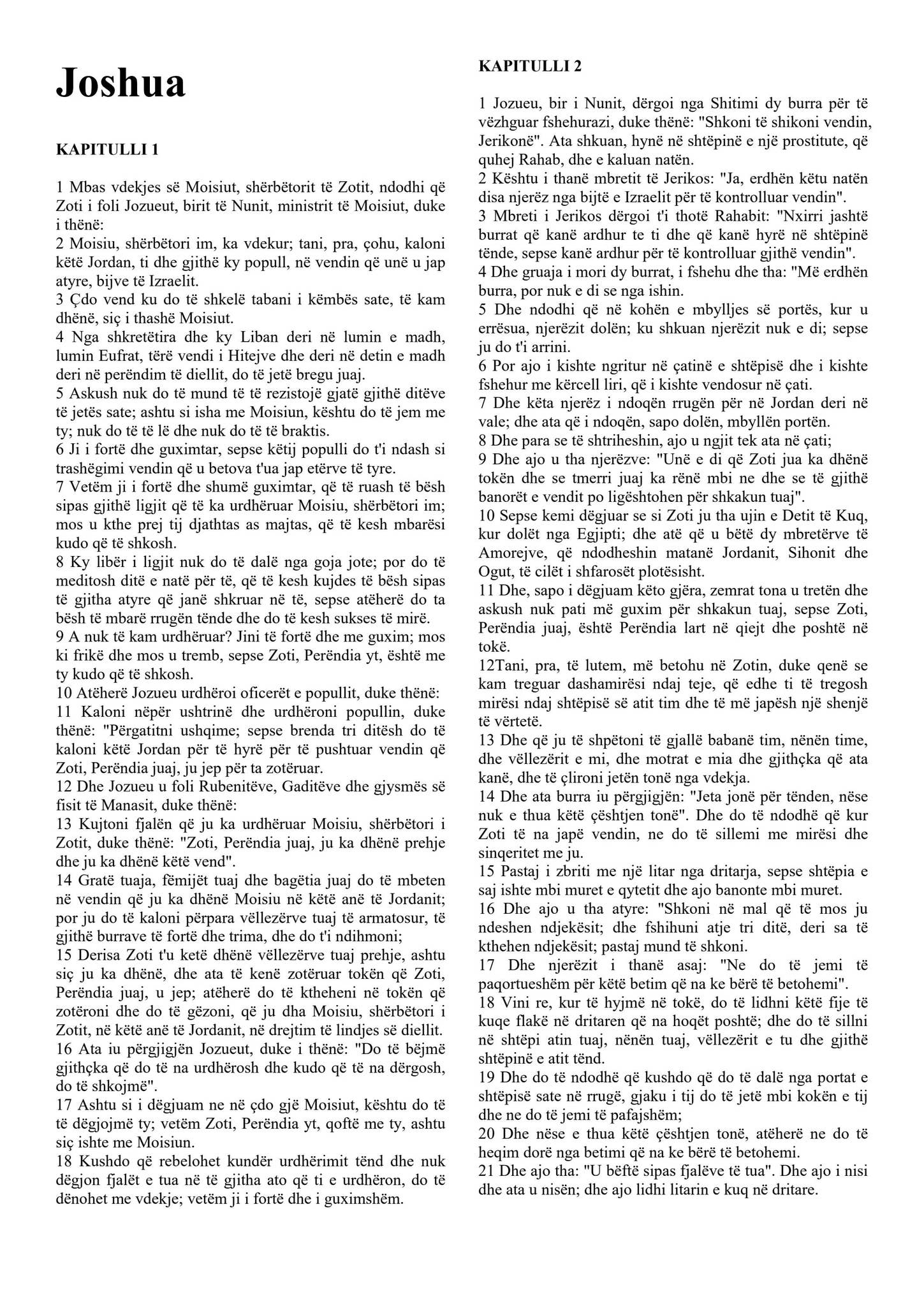 Albanian - The Book of Joshua by Filipino Tracts and Literature Society ...