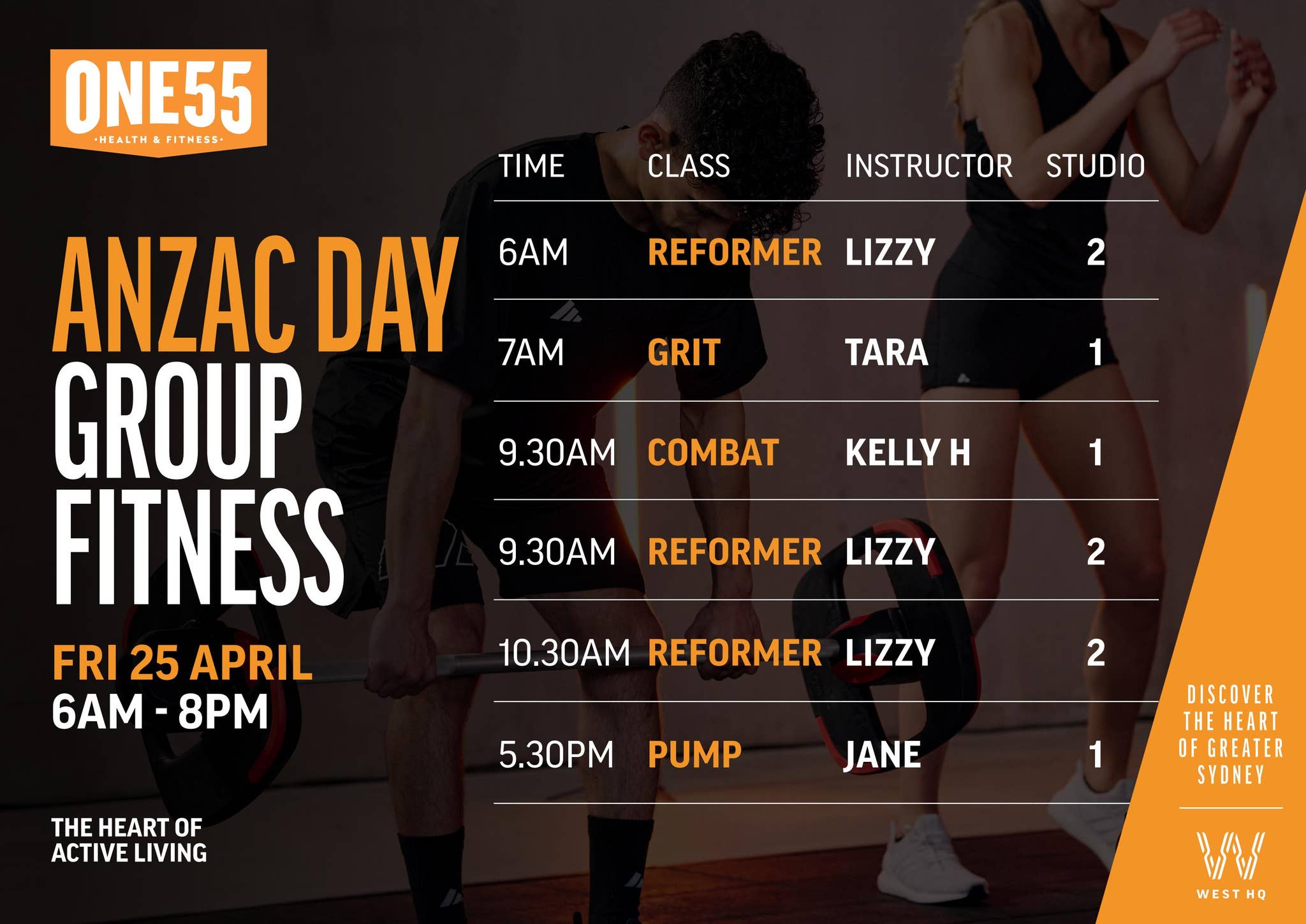 ONE55_Anzac Day_Group Fitness_Timetable_A4 LAND by westhq - Issuu