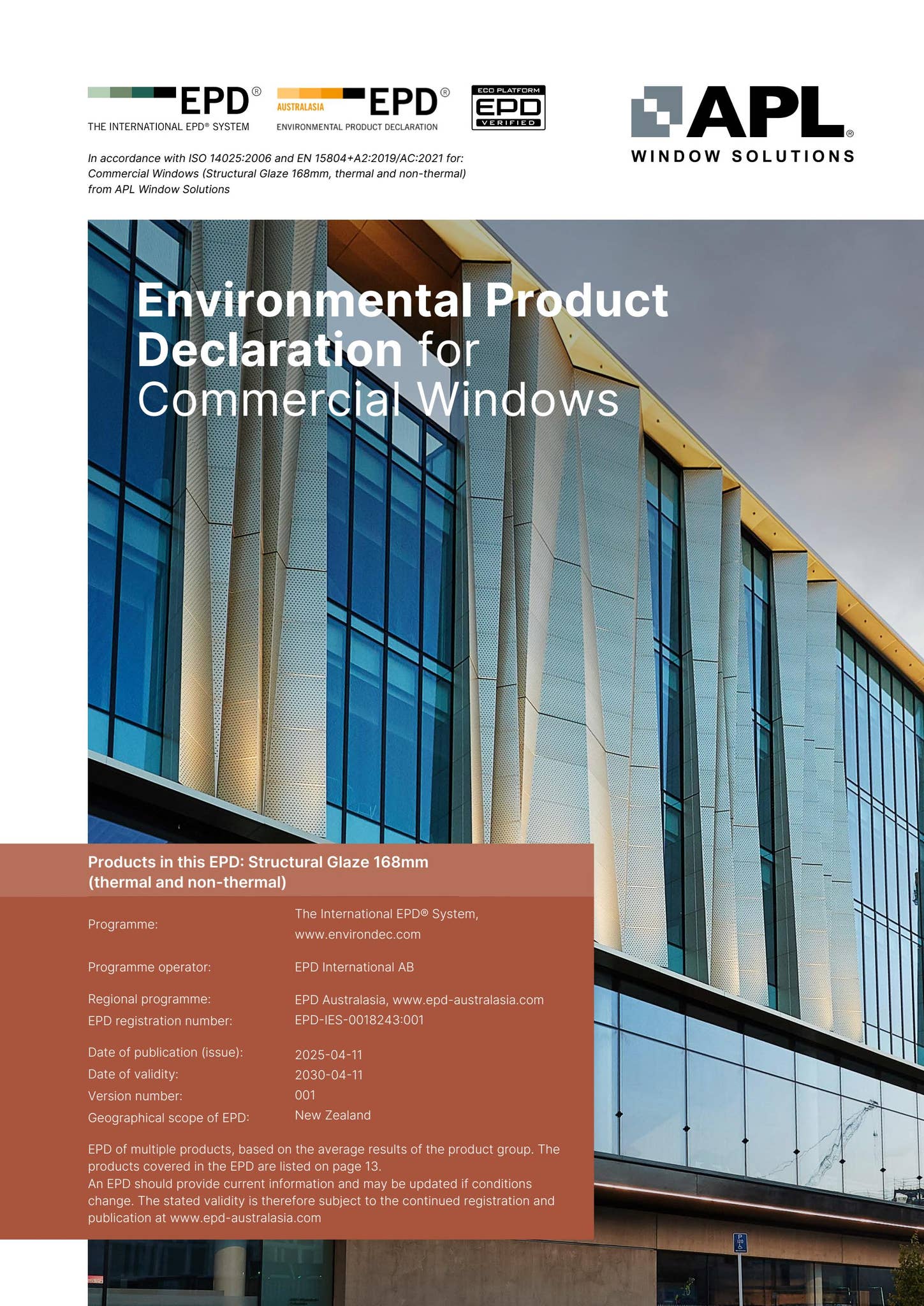 EPD - APL -Structural Glaze 168mm by APL Window Solutions - Issuu
