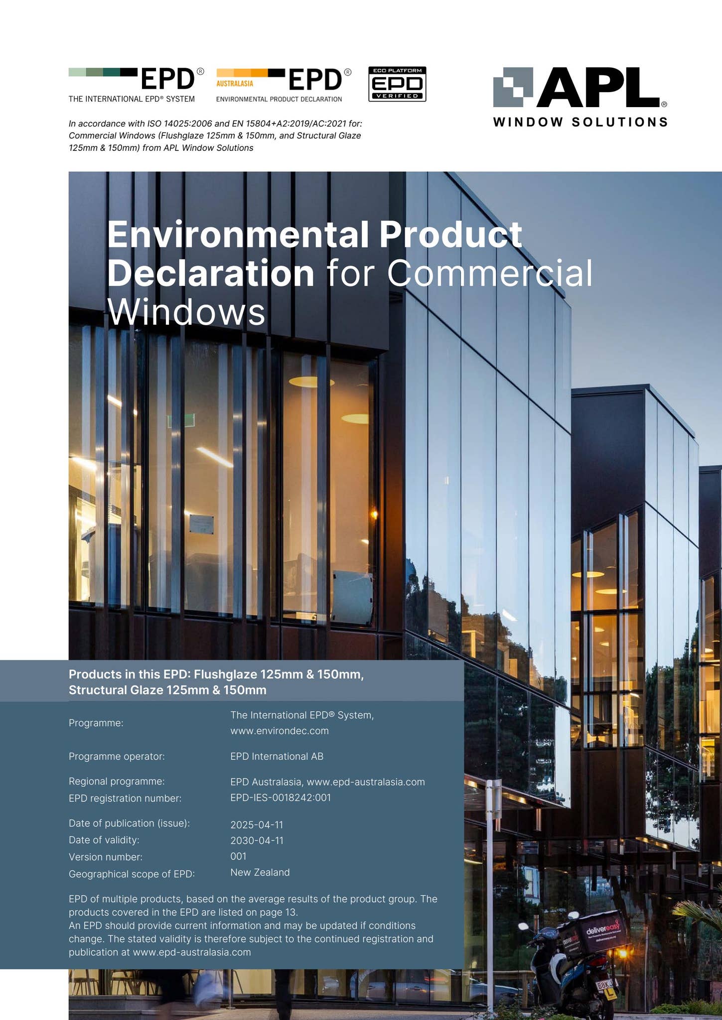 EPD - APL Flushglaze & Structural Glaze 125mm + 150mm by APL Window ...