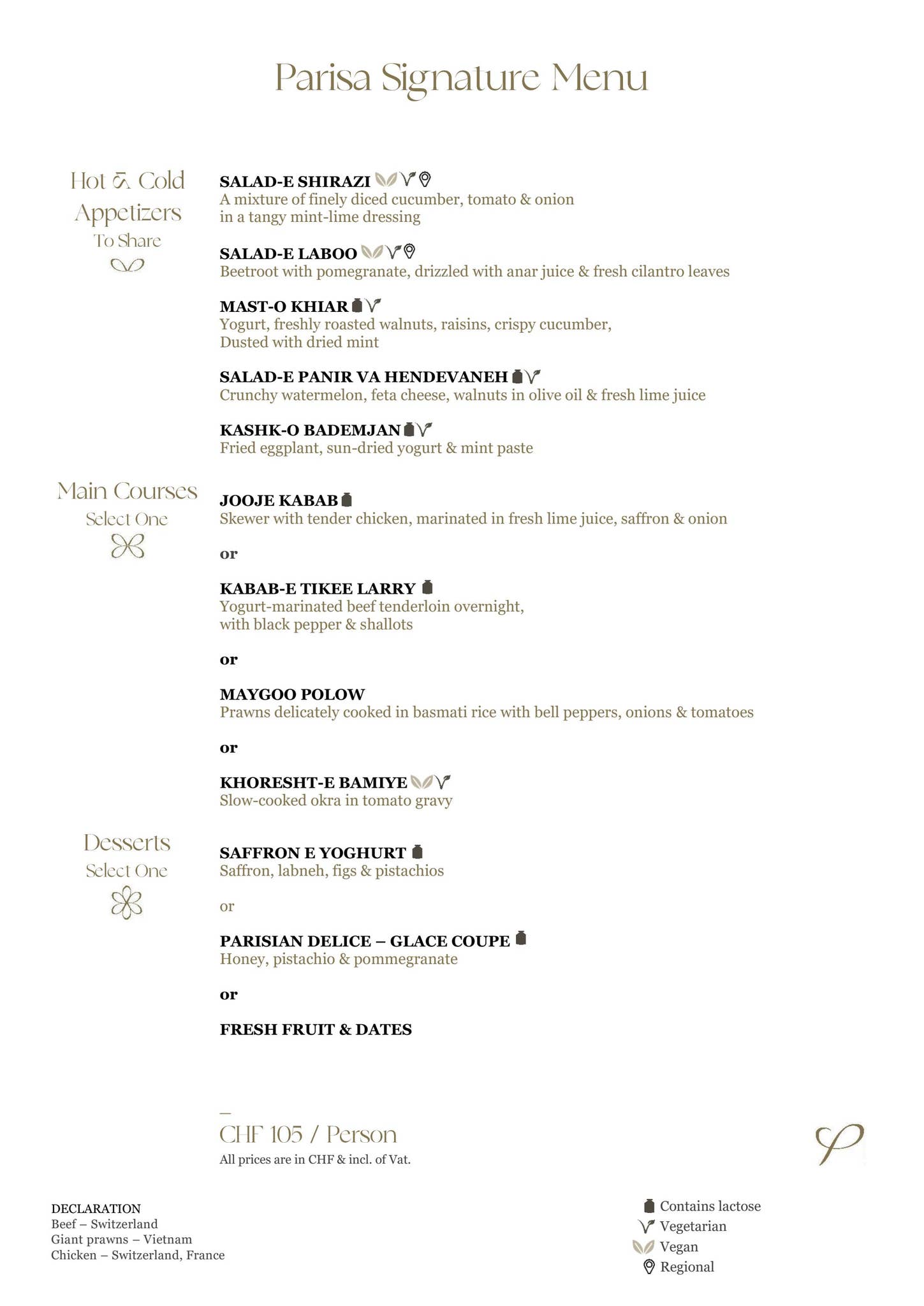 Parisa Persian Cuisine | Menu by Bürgenstock Collection - Issuu