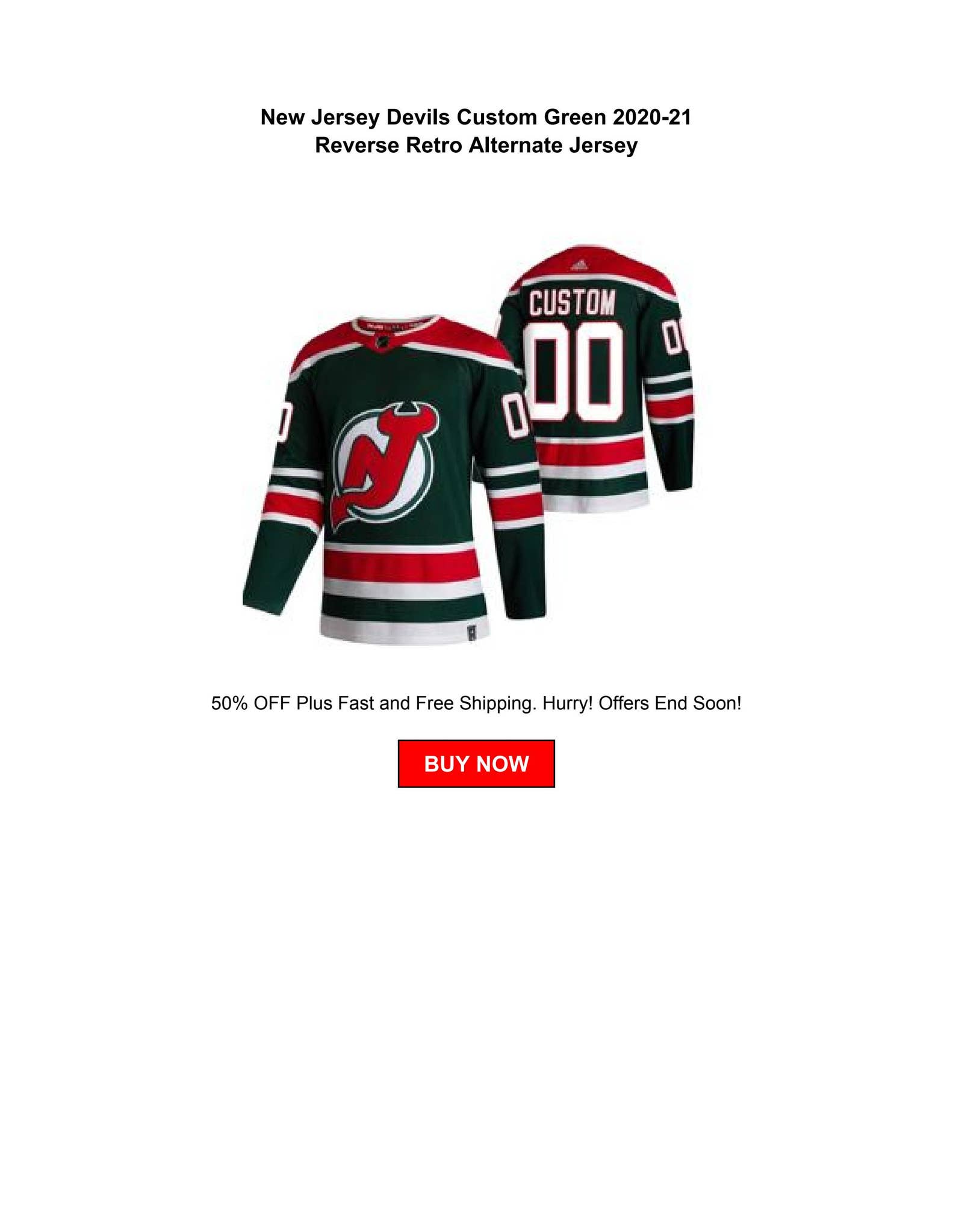 New Jersey Devils Custom Green 2020-21 Reverse Retro Alternate Jersey ...