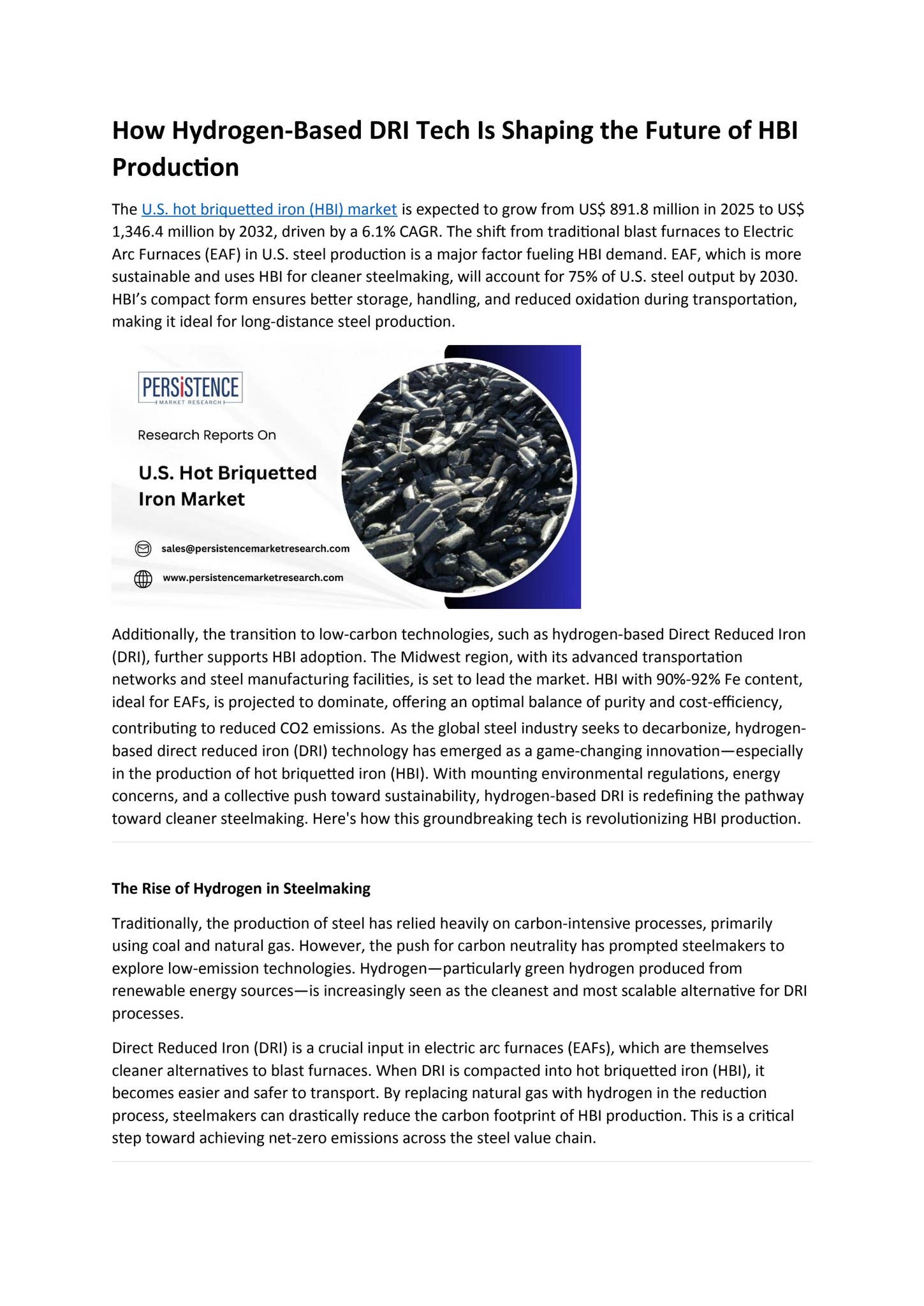How Hydrogen-Based DRI Tech Is Shaping the Future of HBI Production by ...