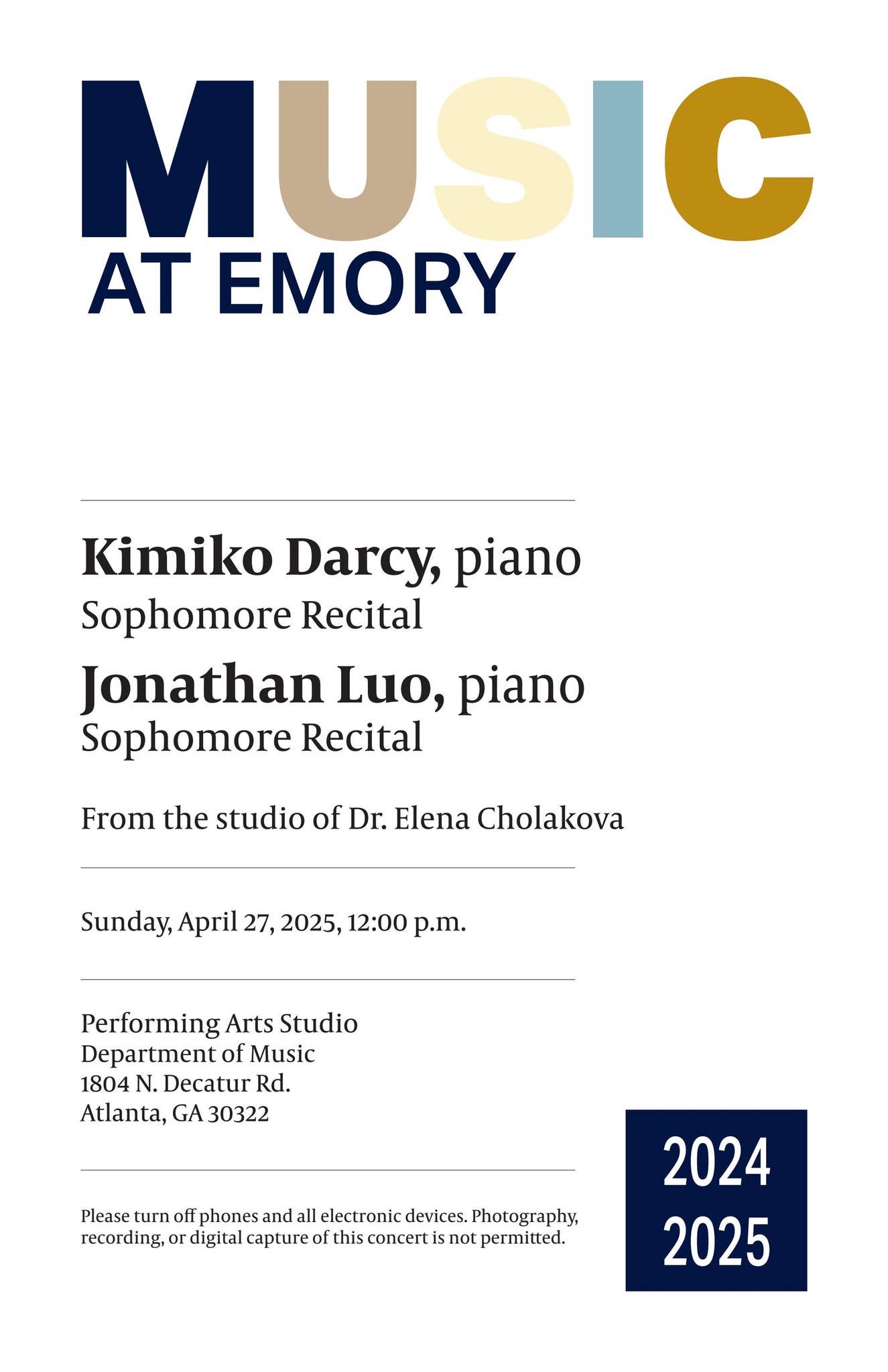 4/27/2025, Student Recital: Kimiko Darcy and Jonathan Luo (piano) by ...