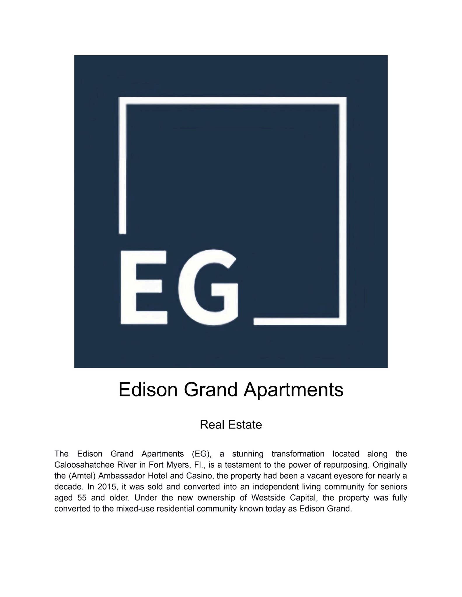 History of Edison Grand Apartments by Edison Grand Apartments - Issuu