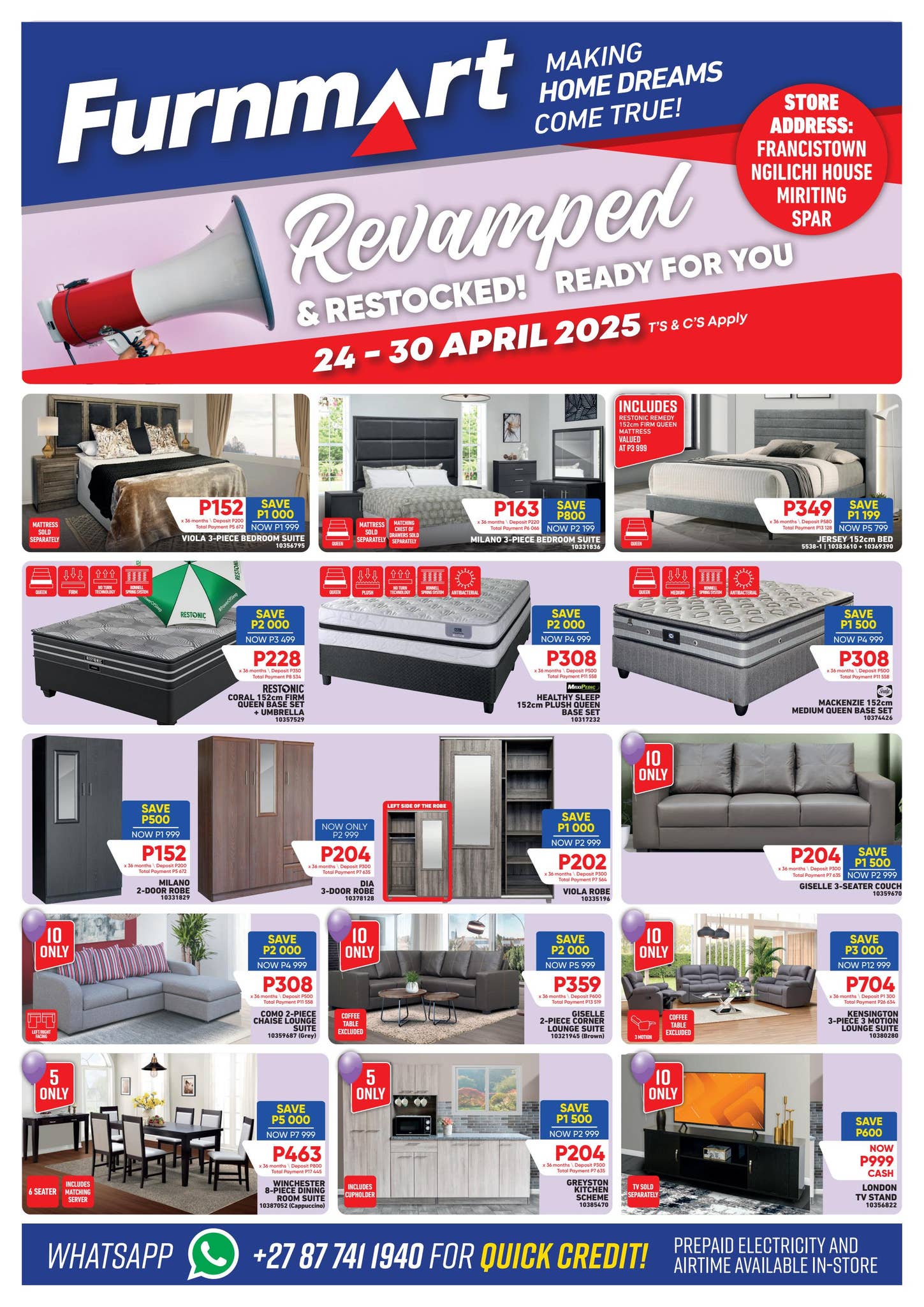6000148B Furnmart Botswana Store Re-Opening Sale A4 Flyer 24-30 April ...