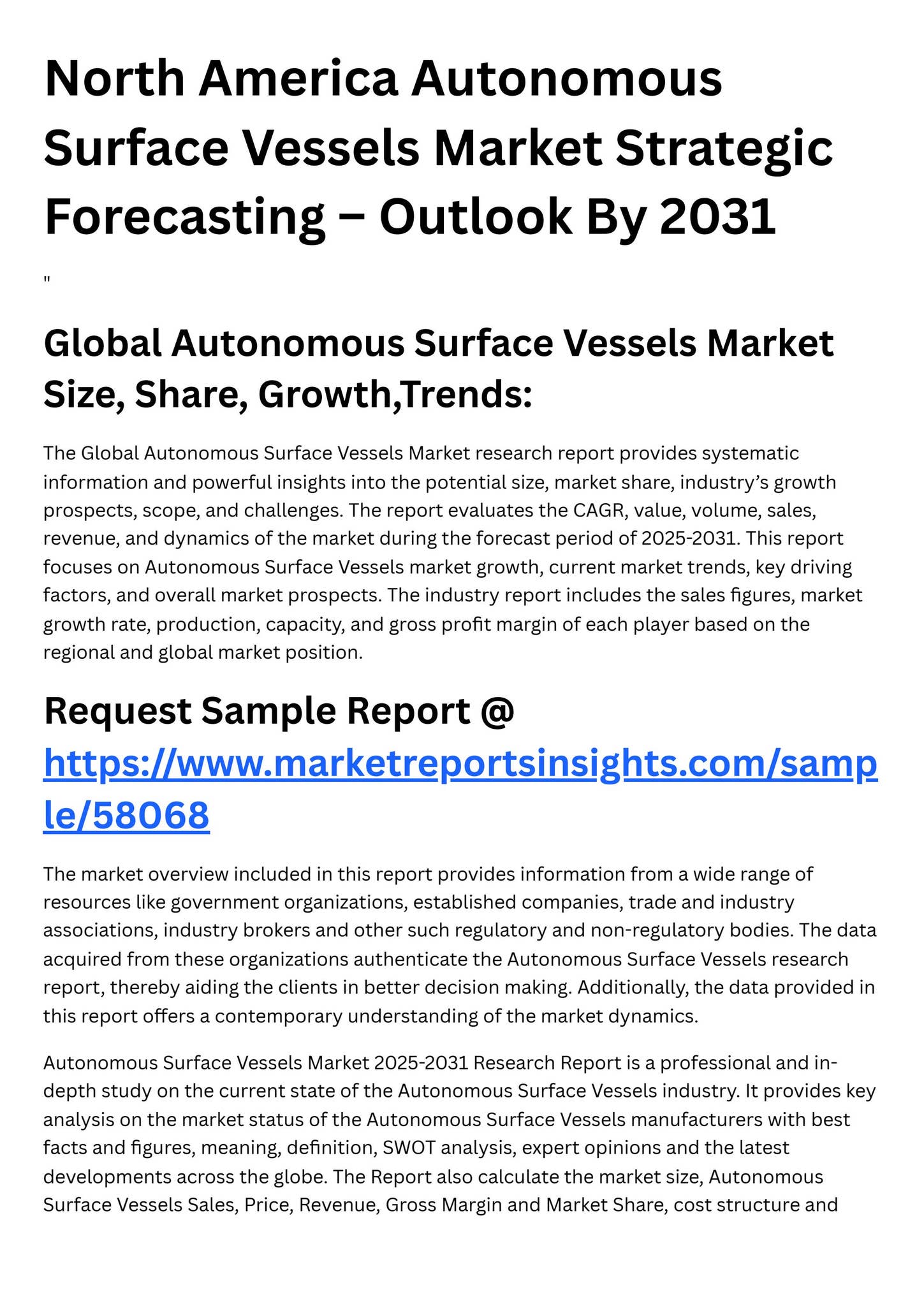 North America Autonomous Surface Vessels Market Strategic Forecasting ...