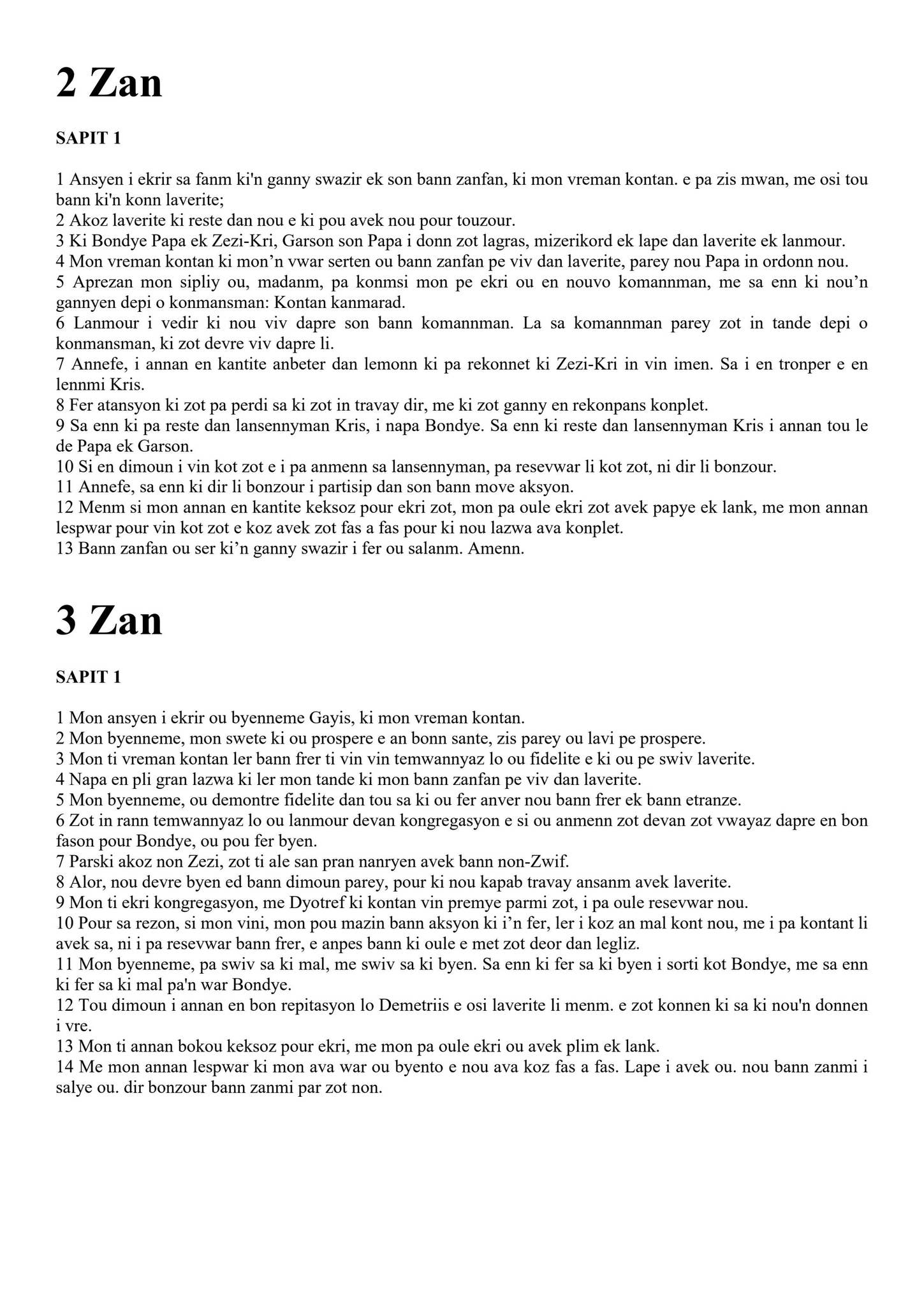 Seychellois Creole - 2nd and 3rd John by Filipino Tracts and Literature ...