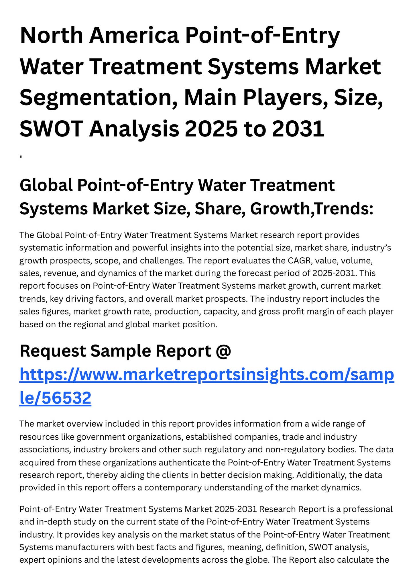 North America Point-of-Entry Water Treatment Systems Market ...