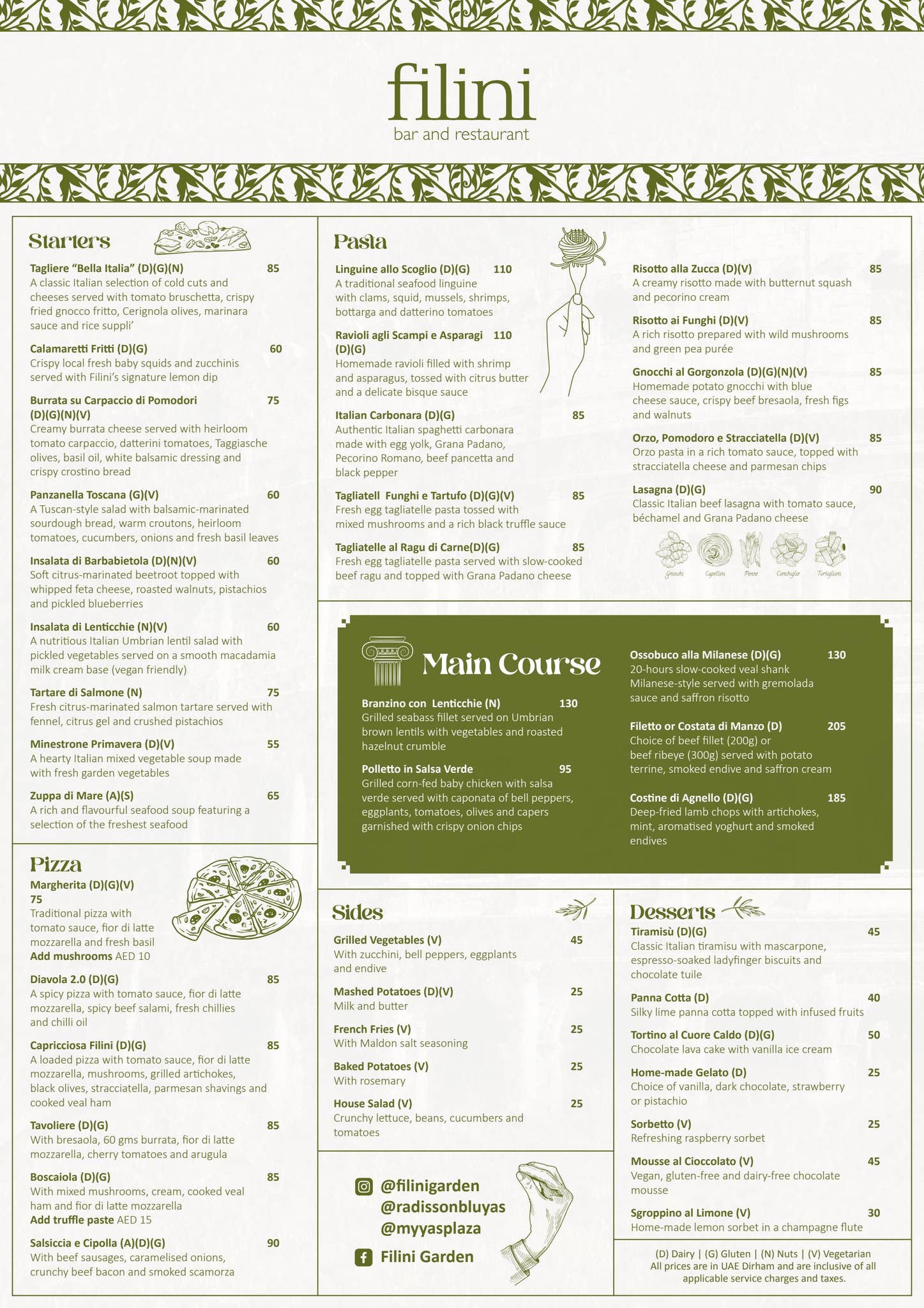 Filini Garden Food Menu by Yas Plaza Hotels - Issuu