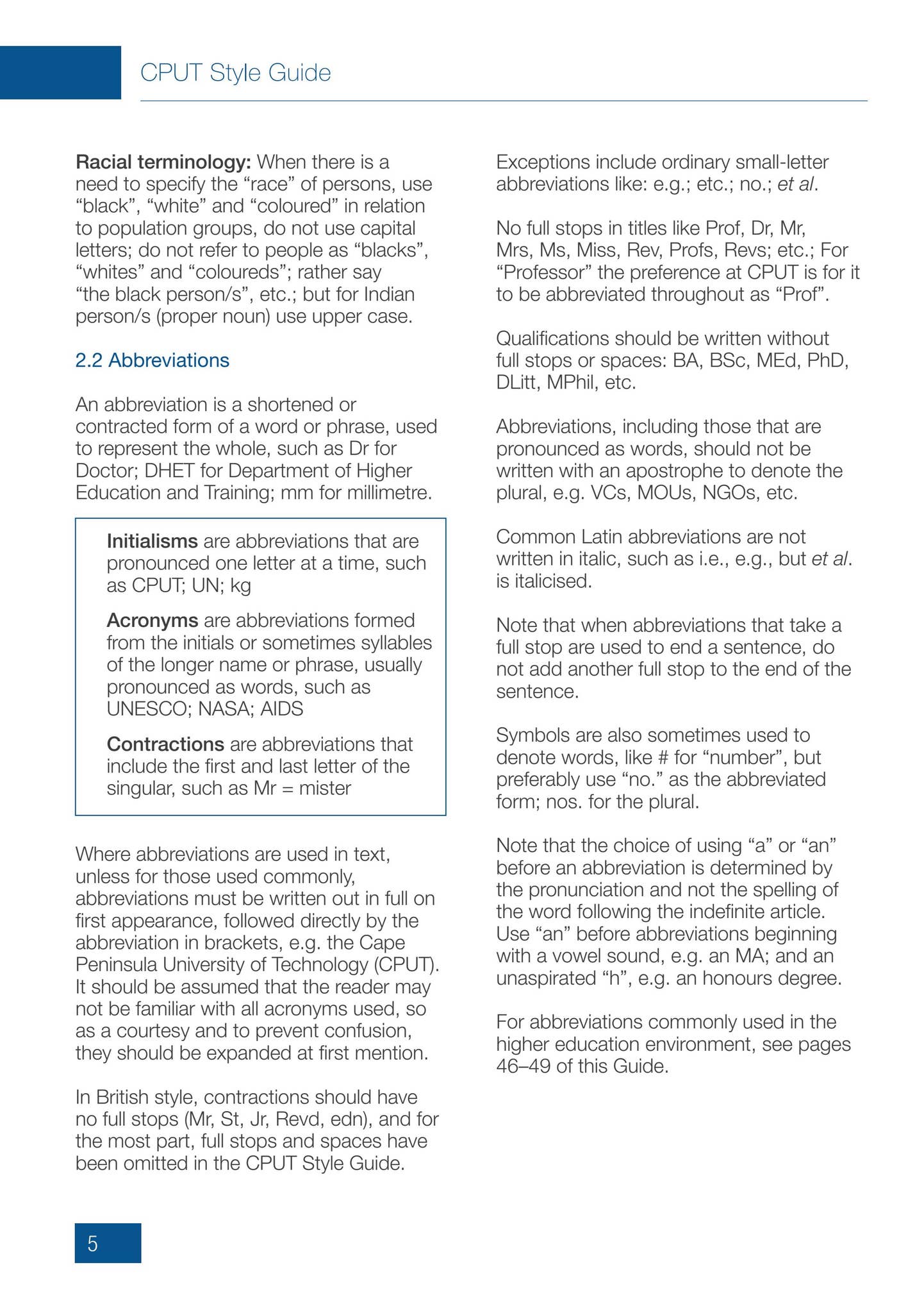 CPUT Style Guide by Cape Peninsula University of Technology - Issuu