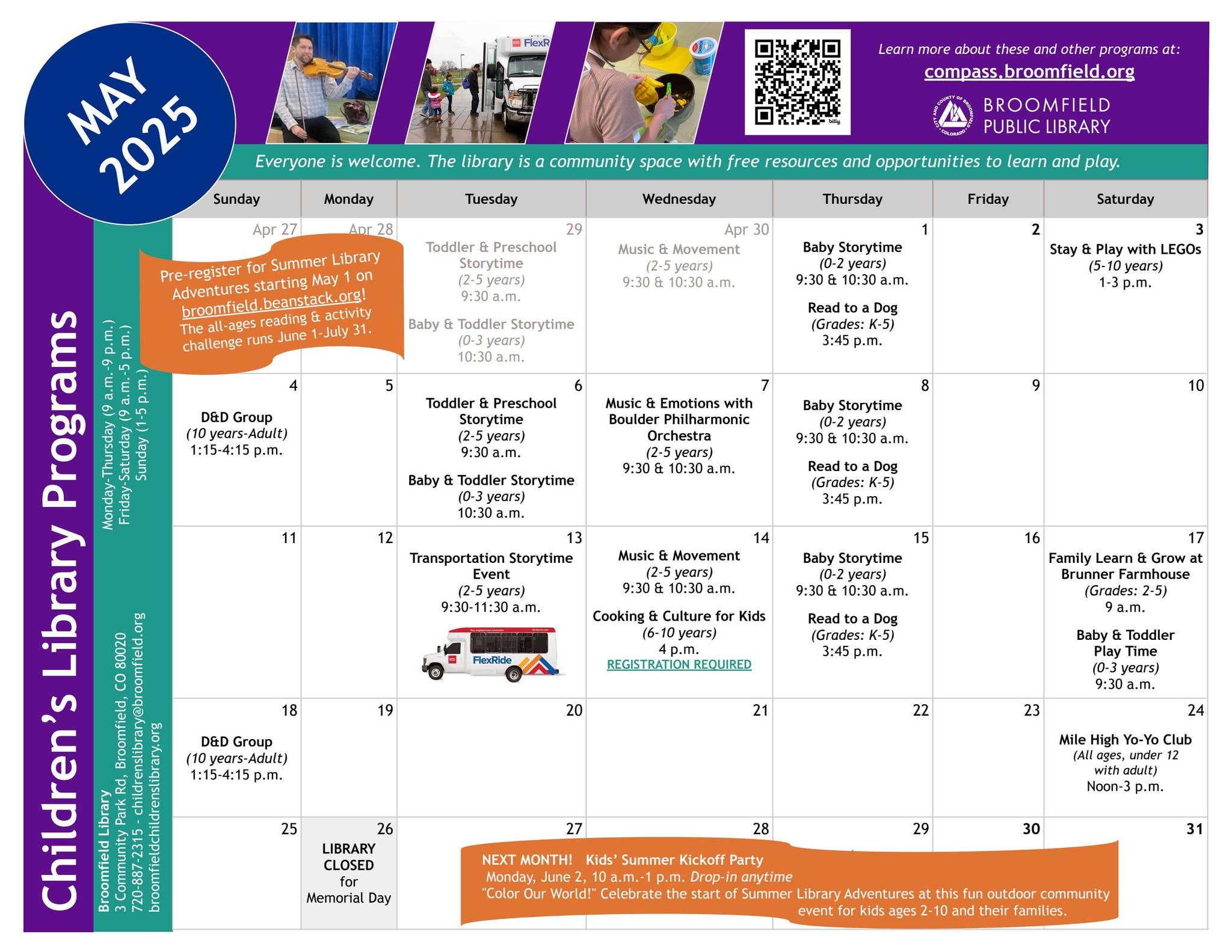Broomfield Library Children's Program Calendar - May 2025 by City and ...