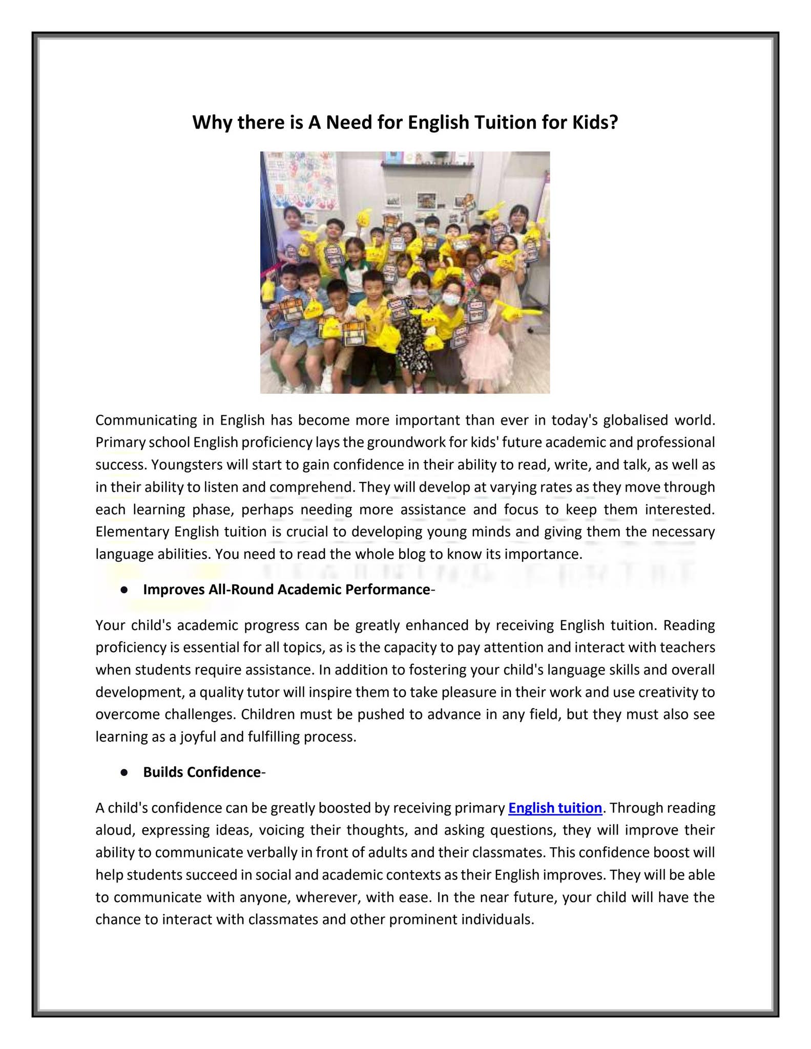 Why there is A Need for English Tuition for Kids? by Bespoke Learning ...