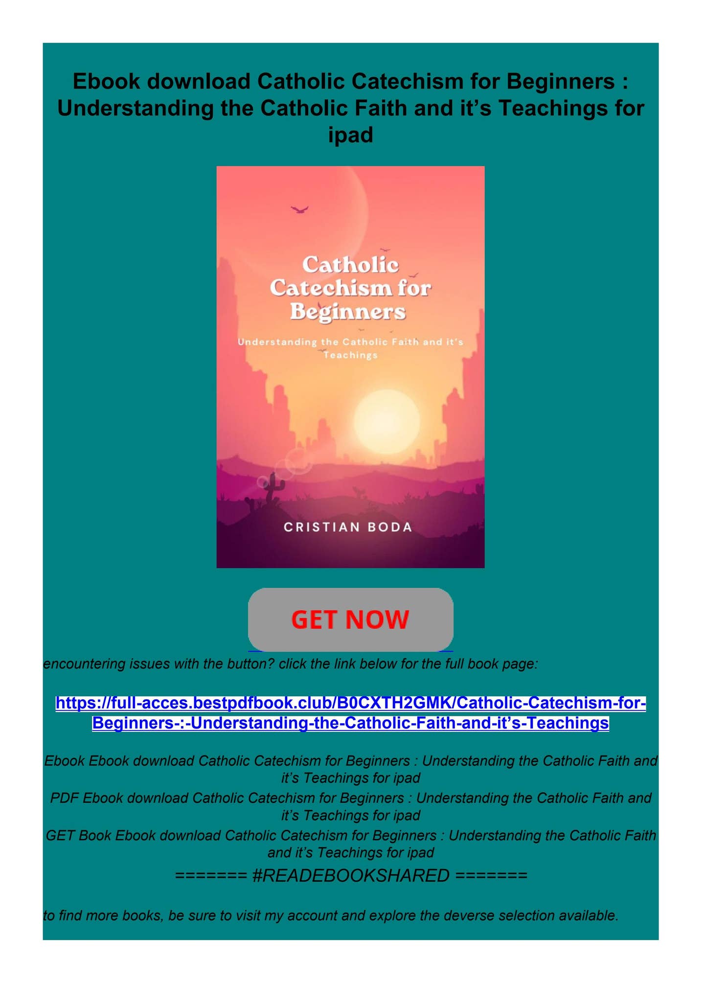 Ebook download Catholic Catechism for Beginners : Understanding the ...