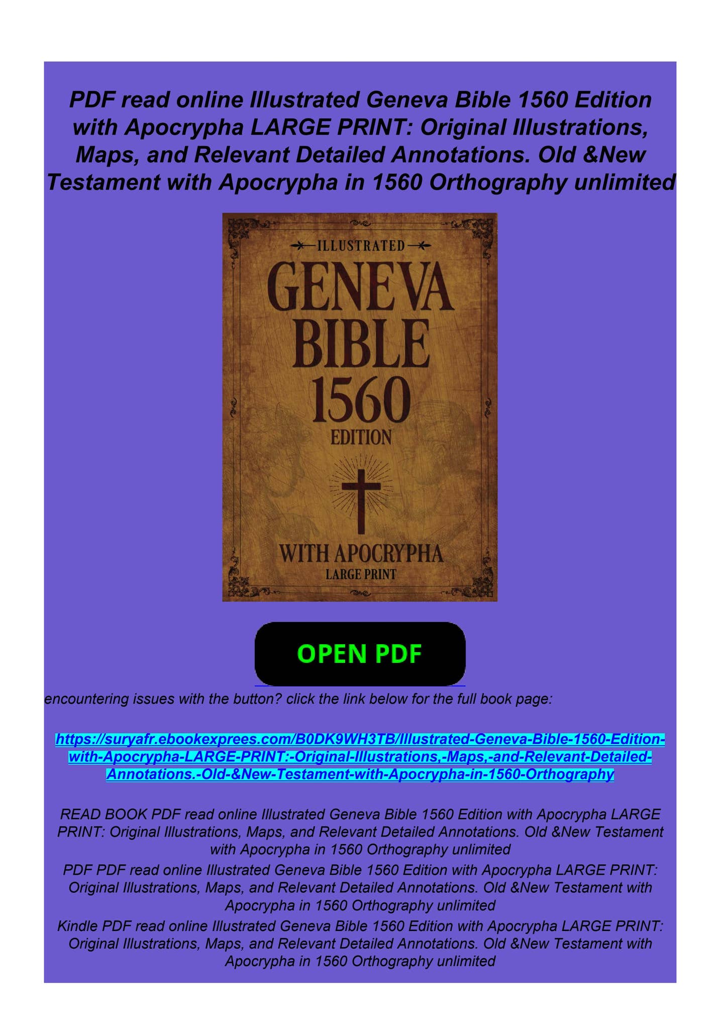 PDF read online Illustrated Geneva Bible 1560 Edition with Apocrypha ...