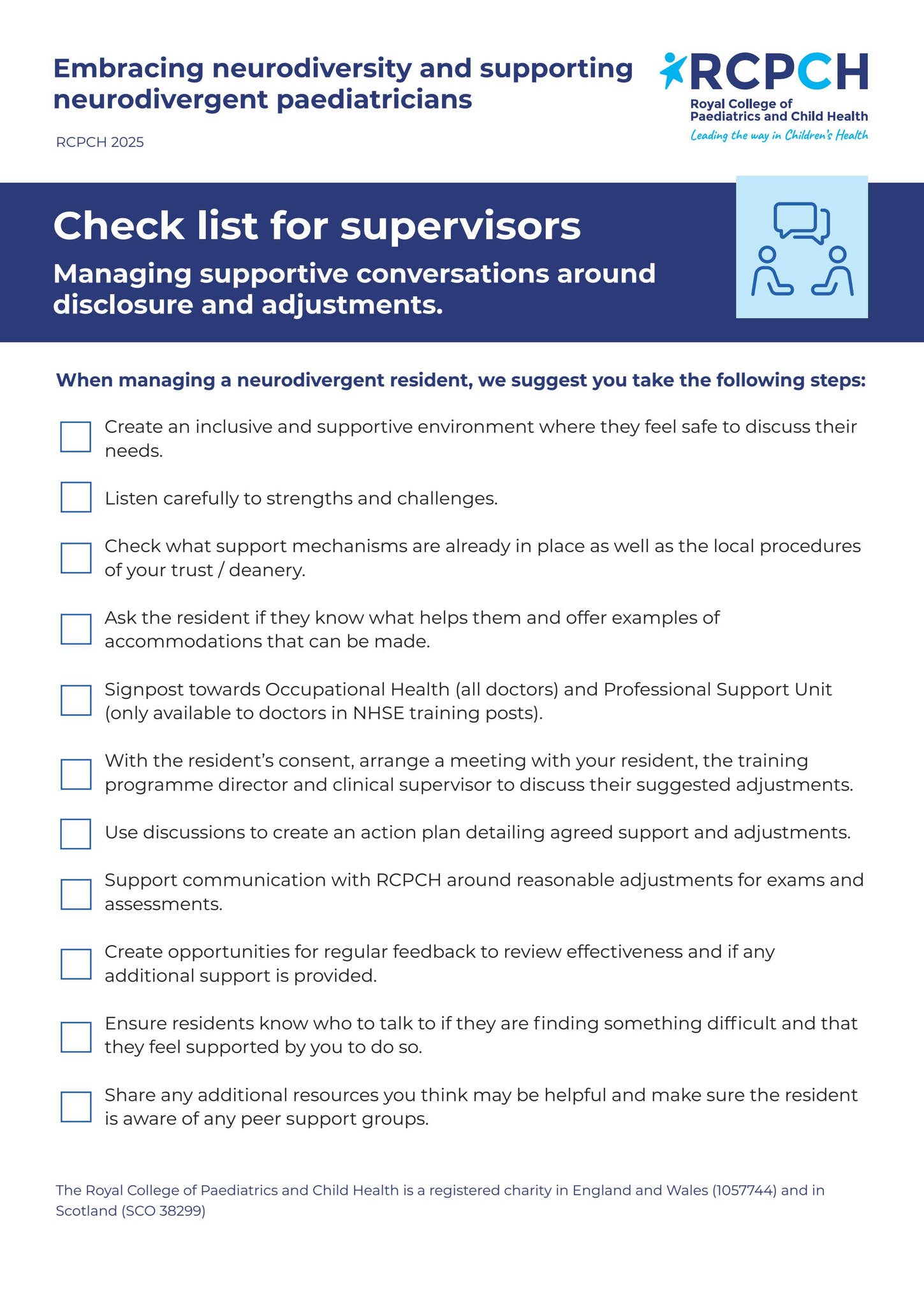 Check list for supervisors - Embracing neurodiversity and supporting ...