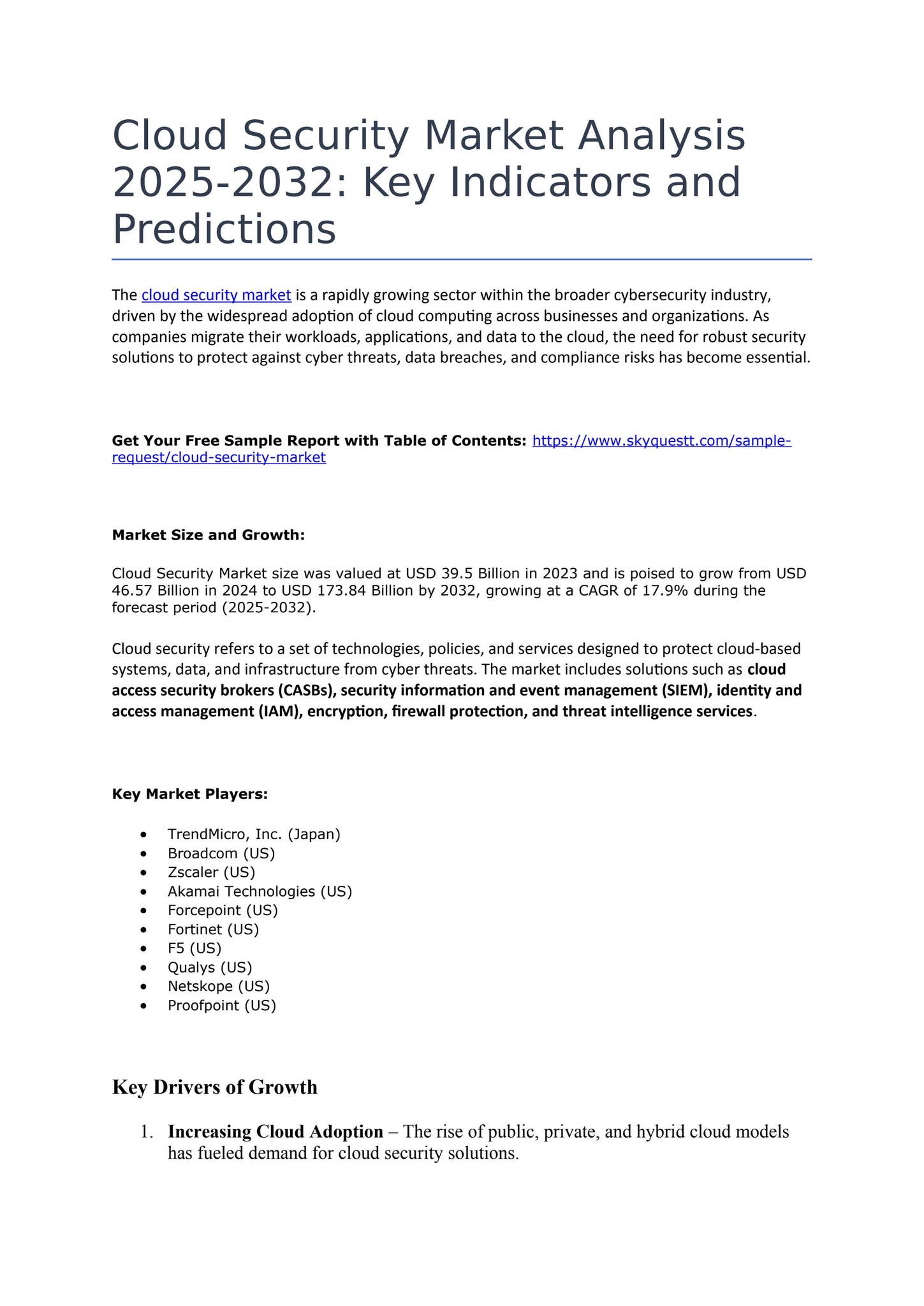 Cloud Security Market Analysis 2025-2032: Key Indicators and ...