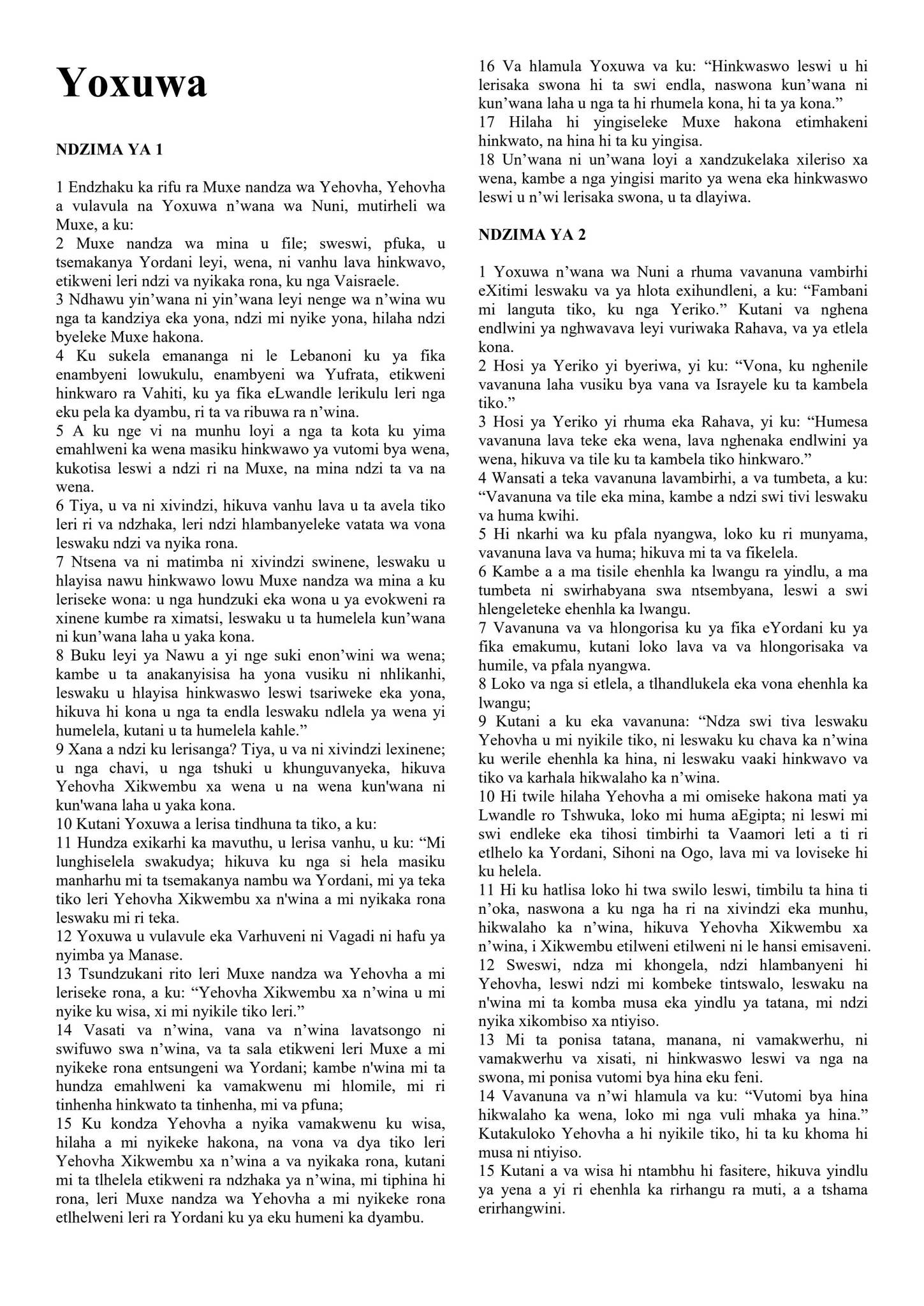 Tsonga - The Book of Joshua by Filipino Tracts and Literature Society ...
