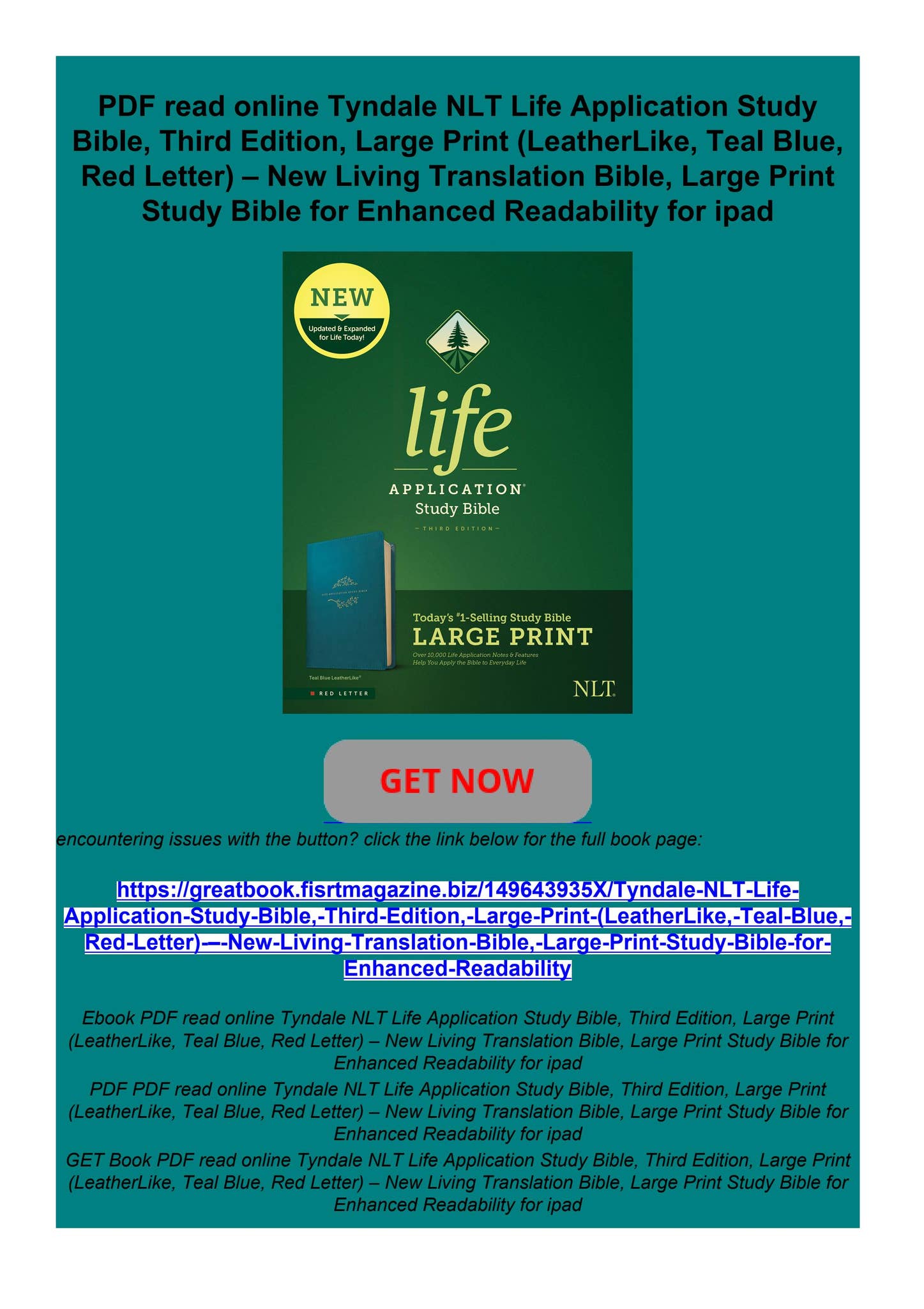 PDF read online Tyndale NLT Life Application Study Bible, Third Edition, Large Print ...