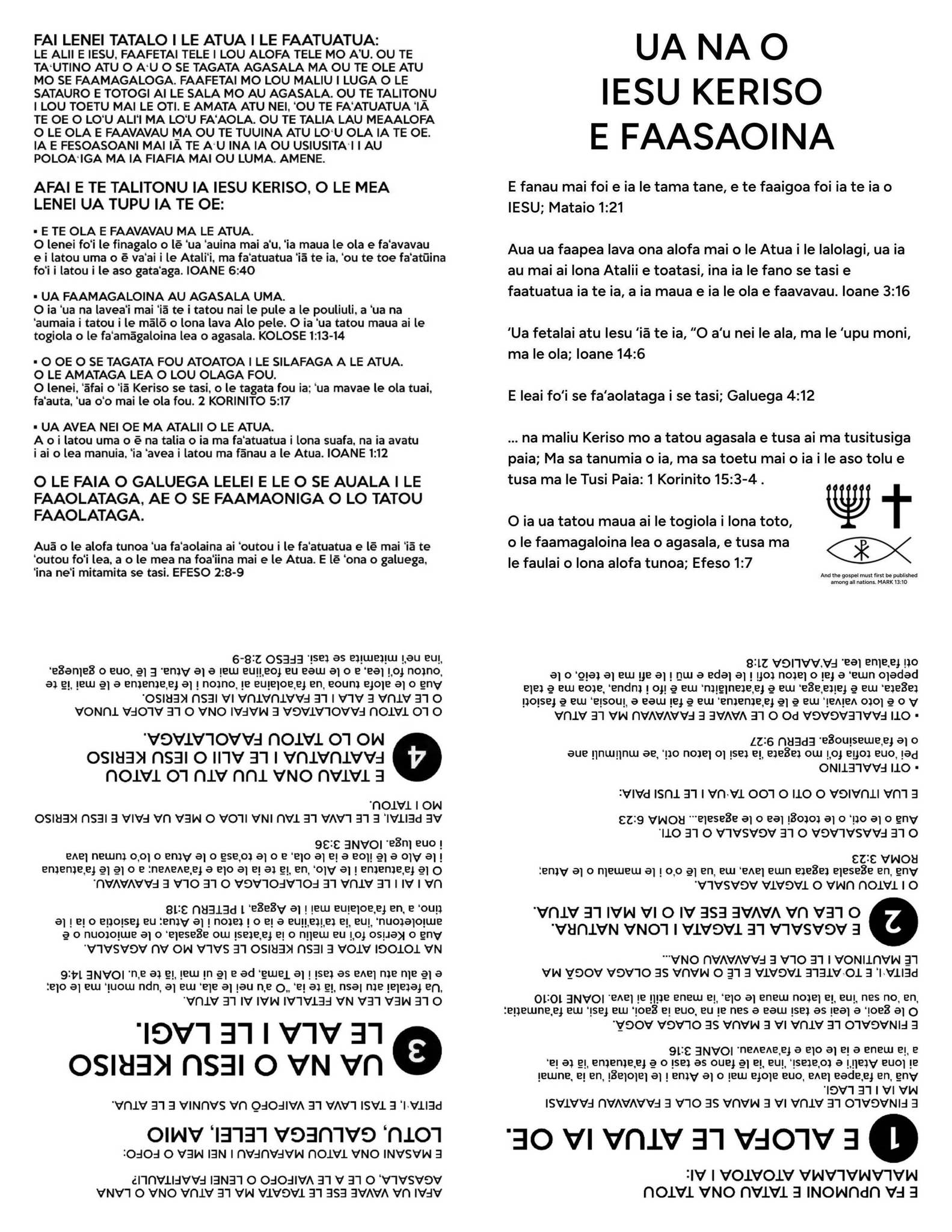 Printable Samoan Gospel Tract - ONLY JESUS CHRIST SAVES by Filipino ...