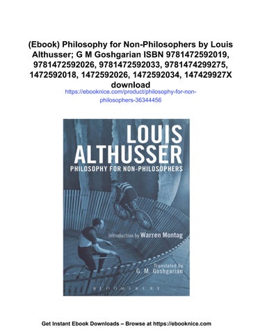 (ebook) philosophy for non-philosophers by louis althusser; g m ...