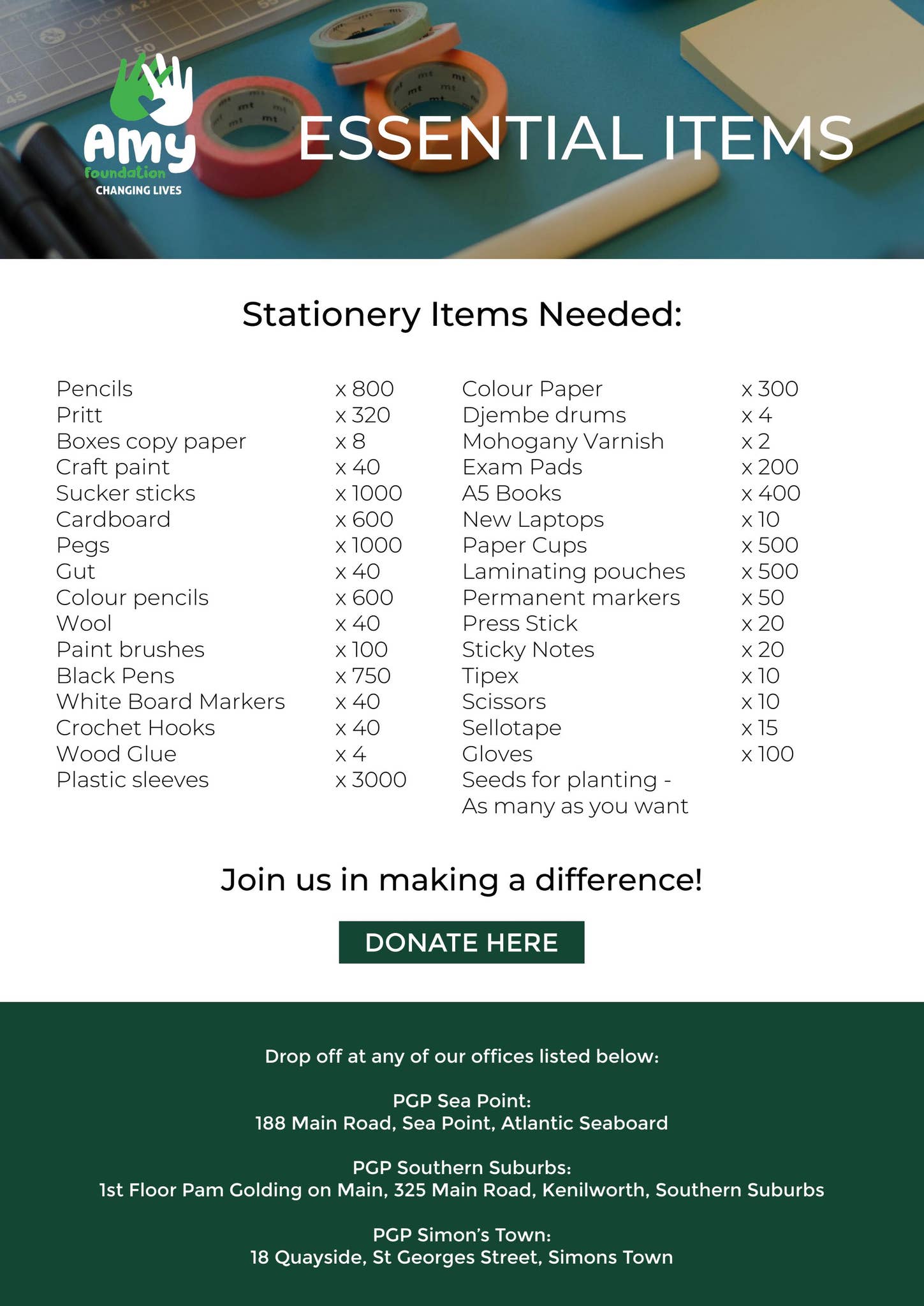 The Amy Foundation - Stationary List by CapeRegion - Issuu