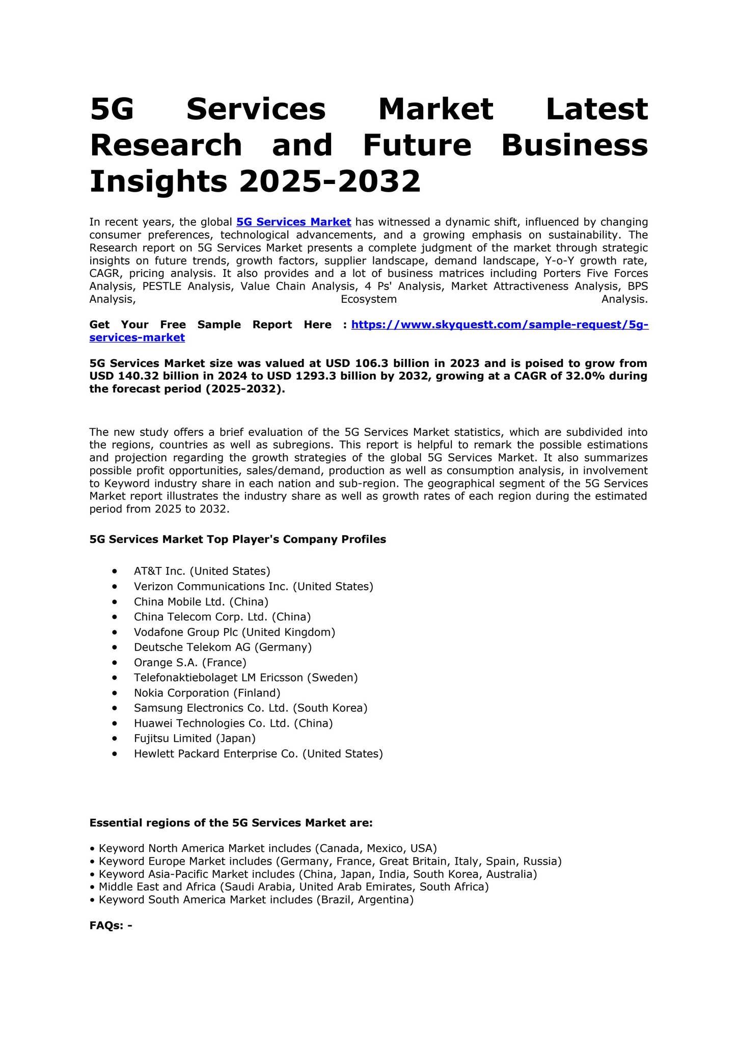 5G Services Market Latest Research and Future Business Insights 2025 by ...