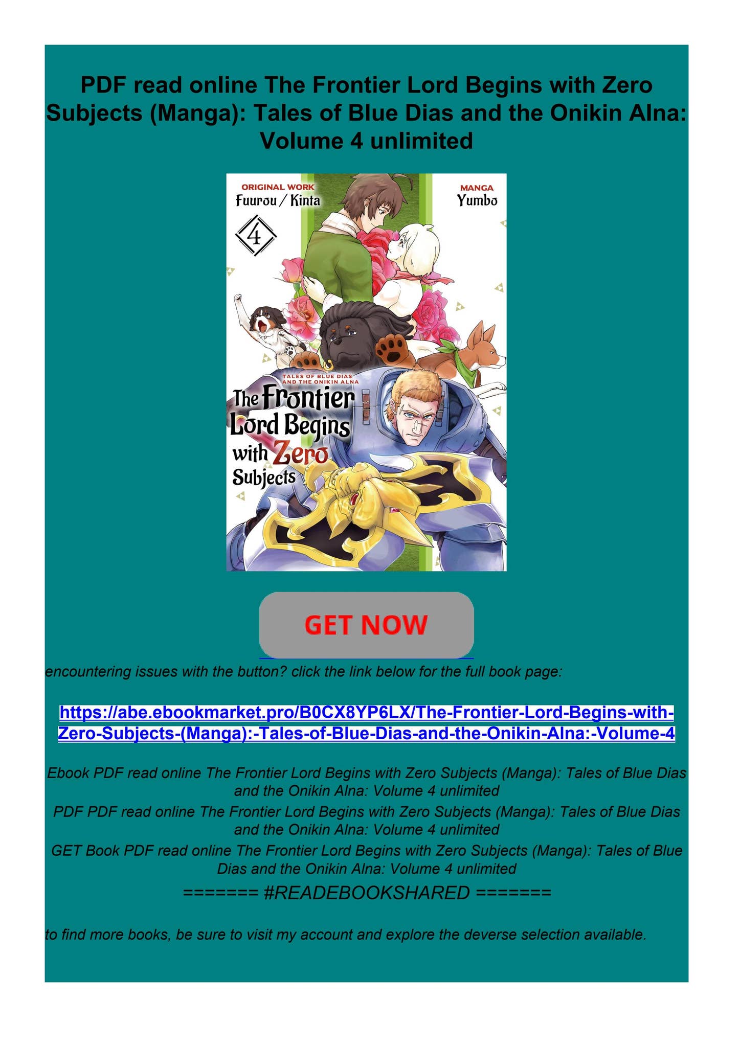 PDF read online The Frontier Lord Begins with Zero Subjects (Manga): Tales of Blue Dias and the ...