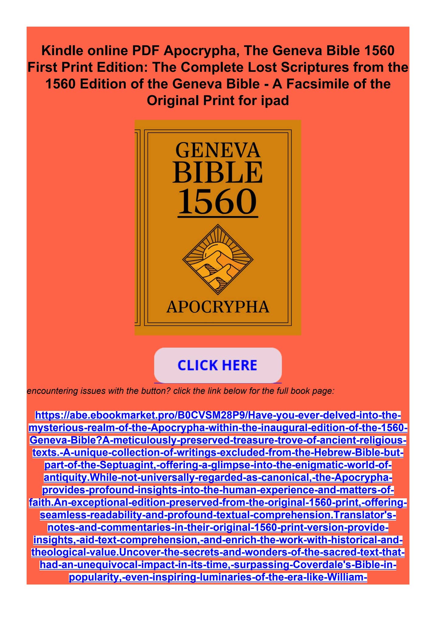 Kindle online PDF Apocrypha, The Geneva Bible 1560 First Print Edition ...