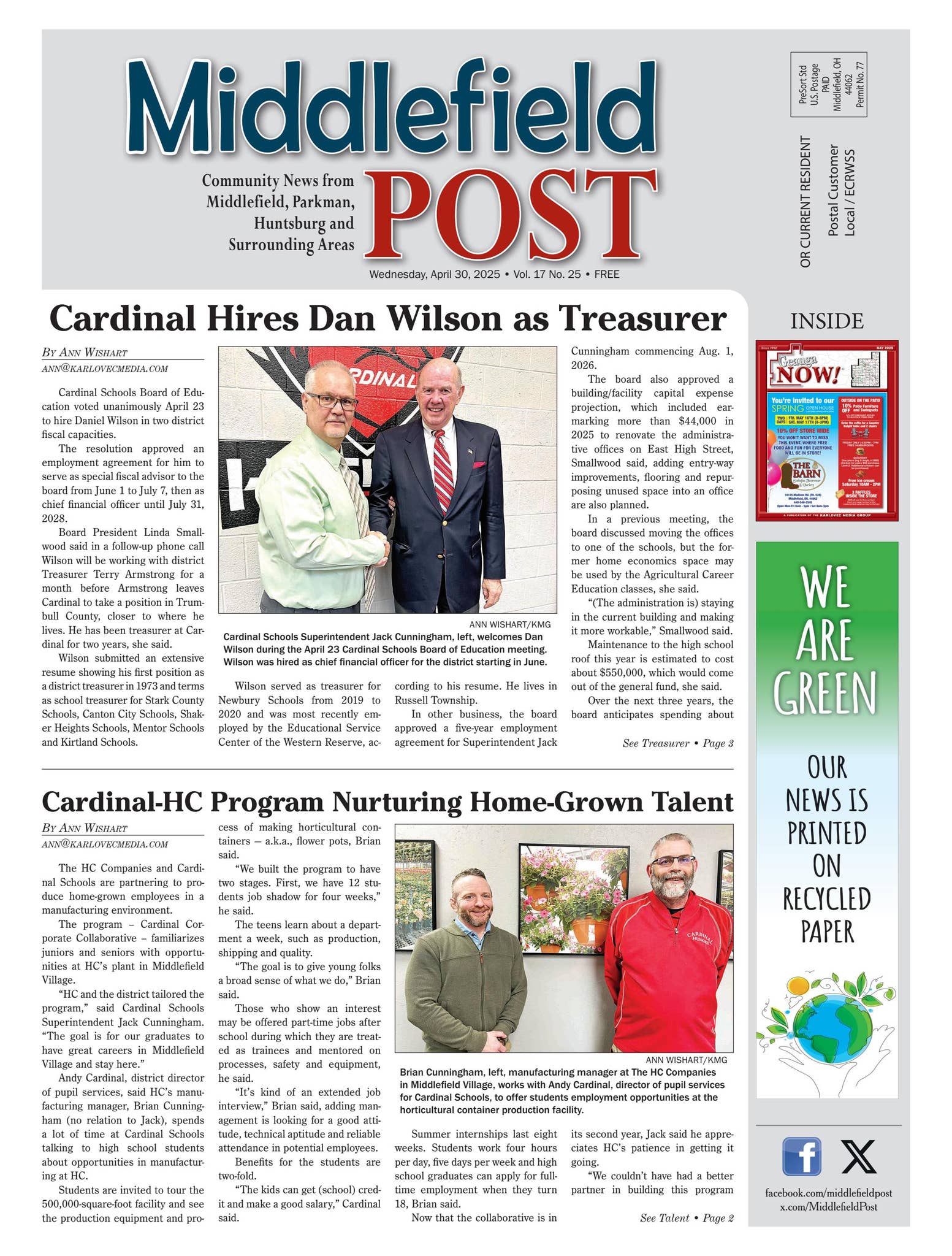 Middlefield Post 4-30-2025 by Geauga County Maple Leaf - Issuu