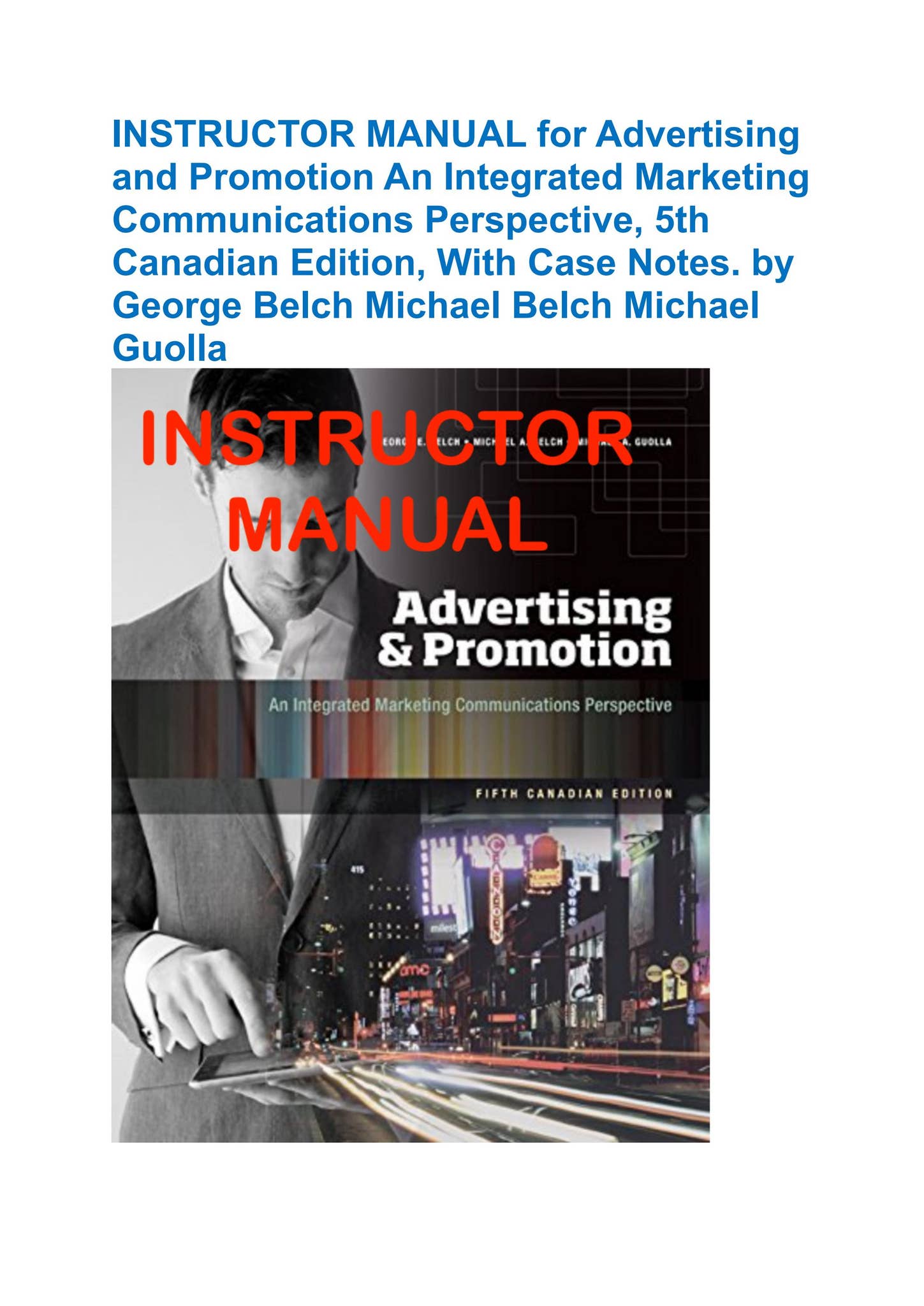 INSTRUCTOR MANUAL for Advertising and Promotion An Integrated Marketing ...