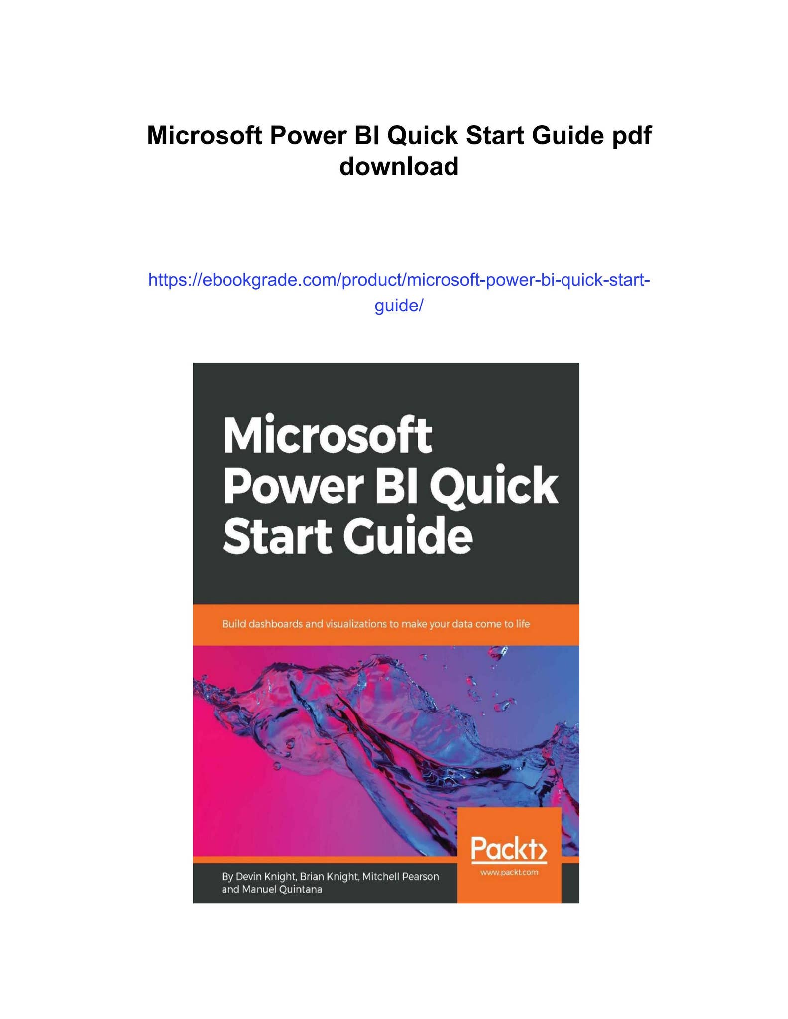 Microsoft power bi quick start guide - The complete ebook set is ready for download today by ...