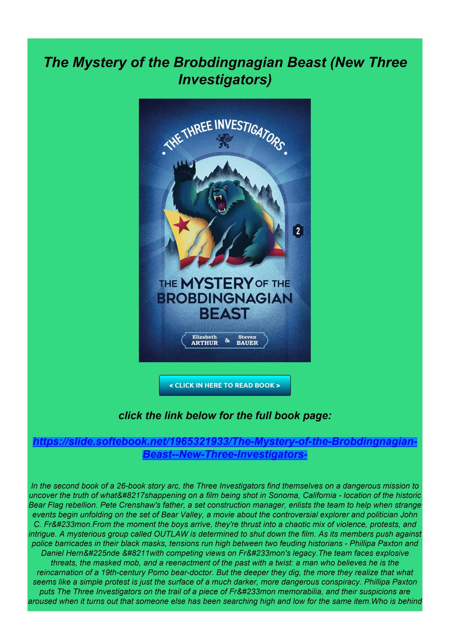 GEt PDF The Mystery of the Brobdingnagian Beast (New Three ...